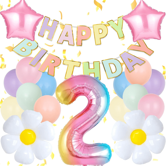 2nd Birthday Decorations for Girl, Balloon Decoration Set with 40 Inch ...
