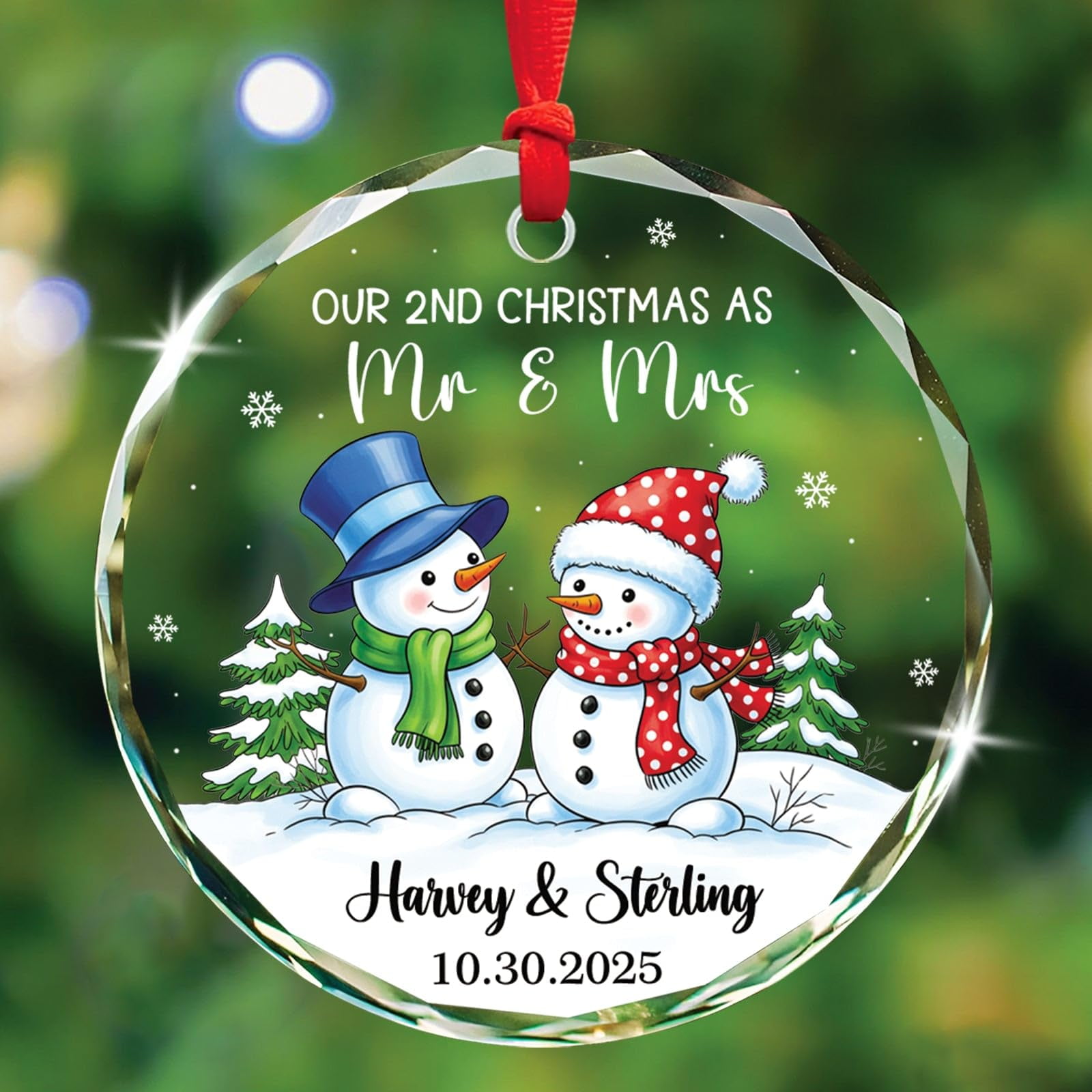Our 2nd Christmas As Mr & Mrs Glass Ornament, Personalized Second Xmas Married Ornament, Couple ...