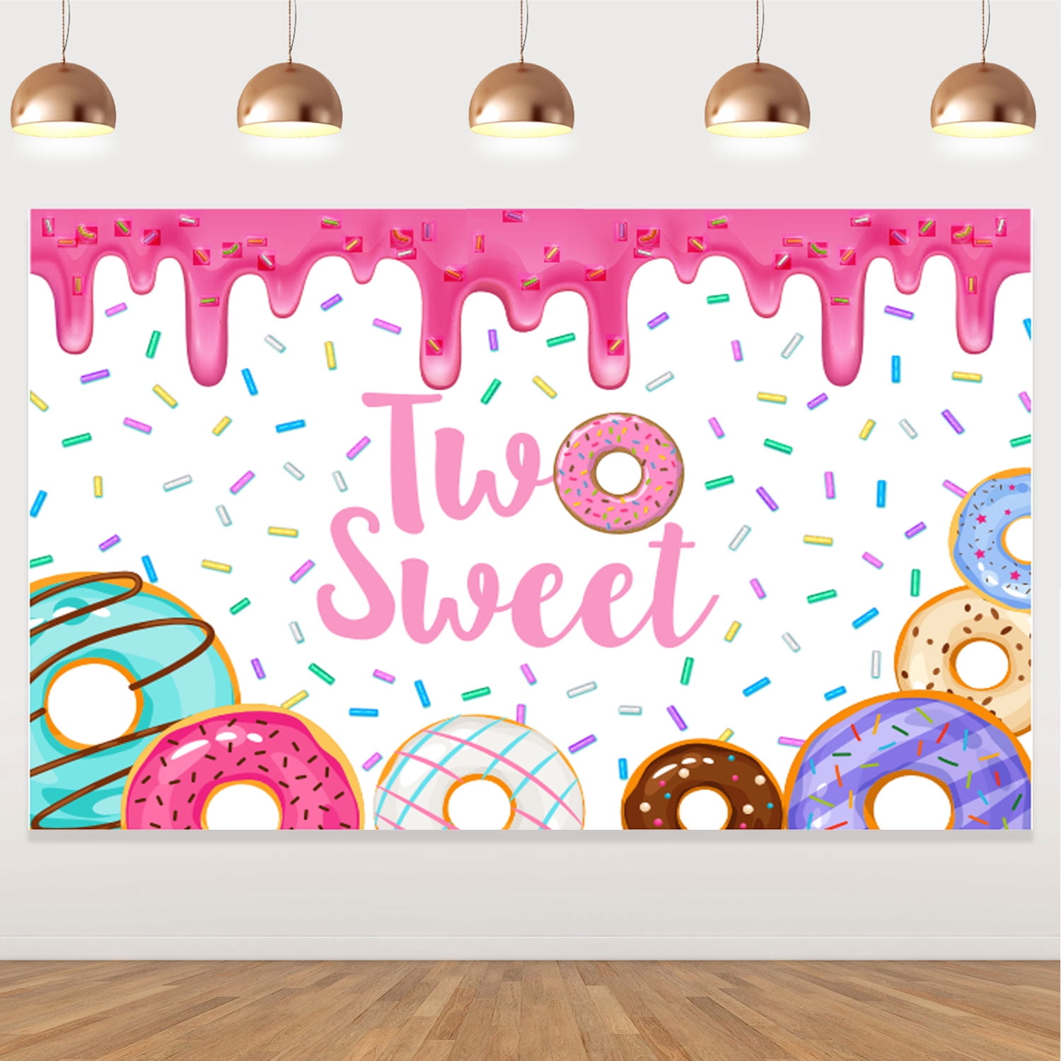 2nd Donut Birthday Backdrop Two Sweet Birthday Party Decoration ...