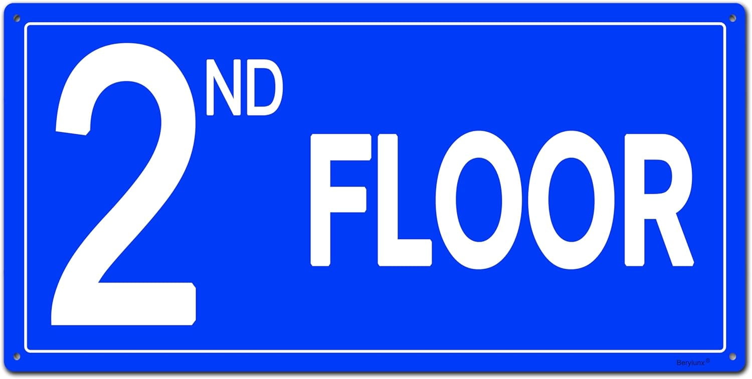 2nd Floor Sign,Floor Sign for Door, Business Use, Black Background with ...