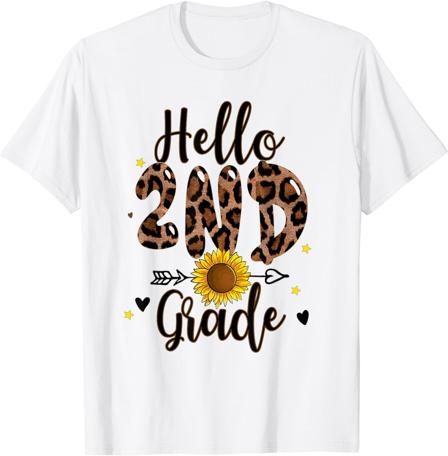 2nd Grade 1st Day of School Teacher Leopard Print Sunflower T-Shirt ...