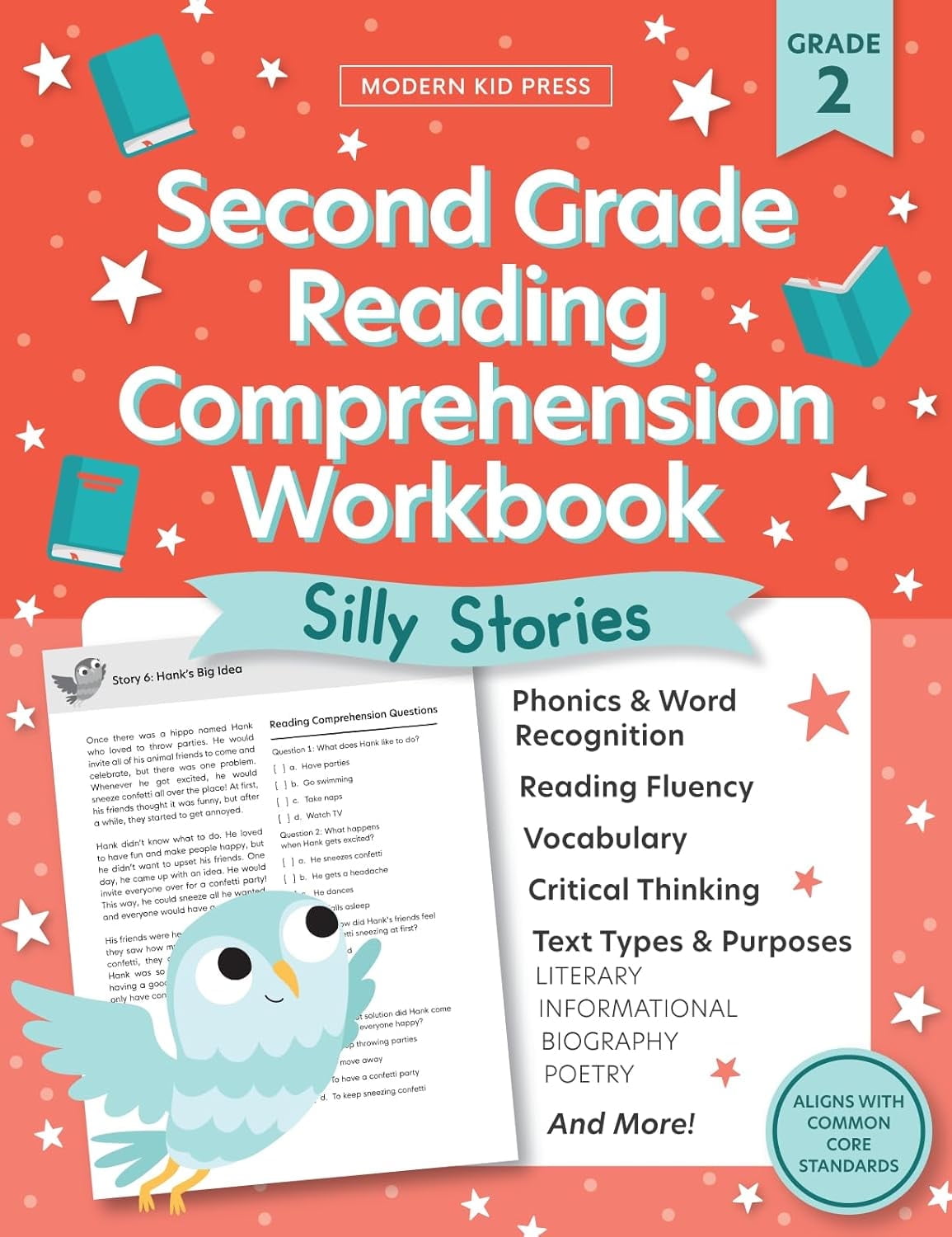 The 2nd Grade Reading Comprehension Workbook for Kids: Silly and ...