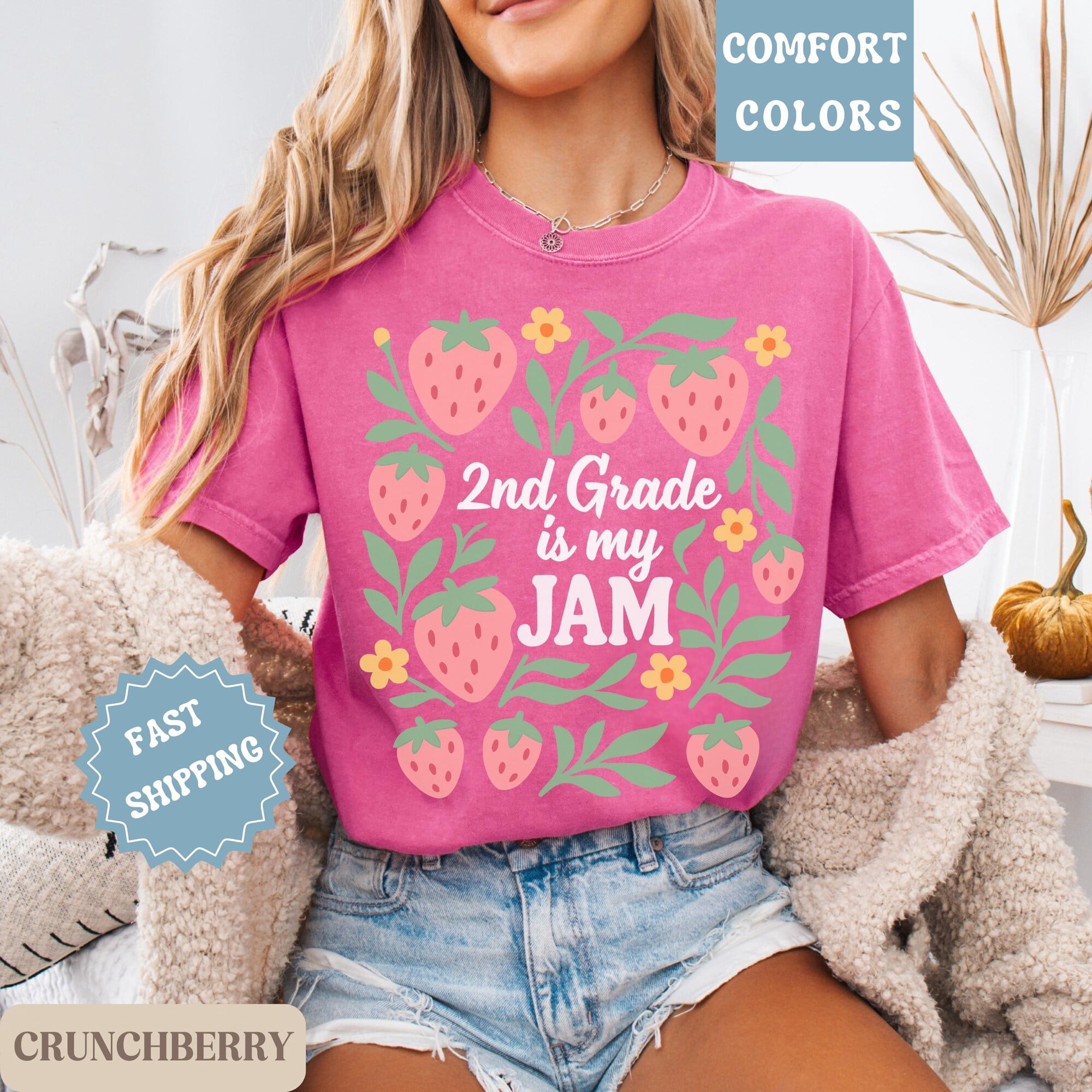 2nd Grade Teacher Shirt Strawberry Teacher Tee Back to School Shirt ...
