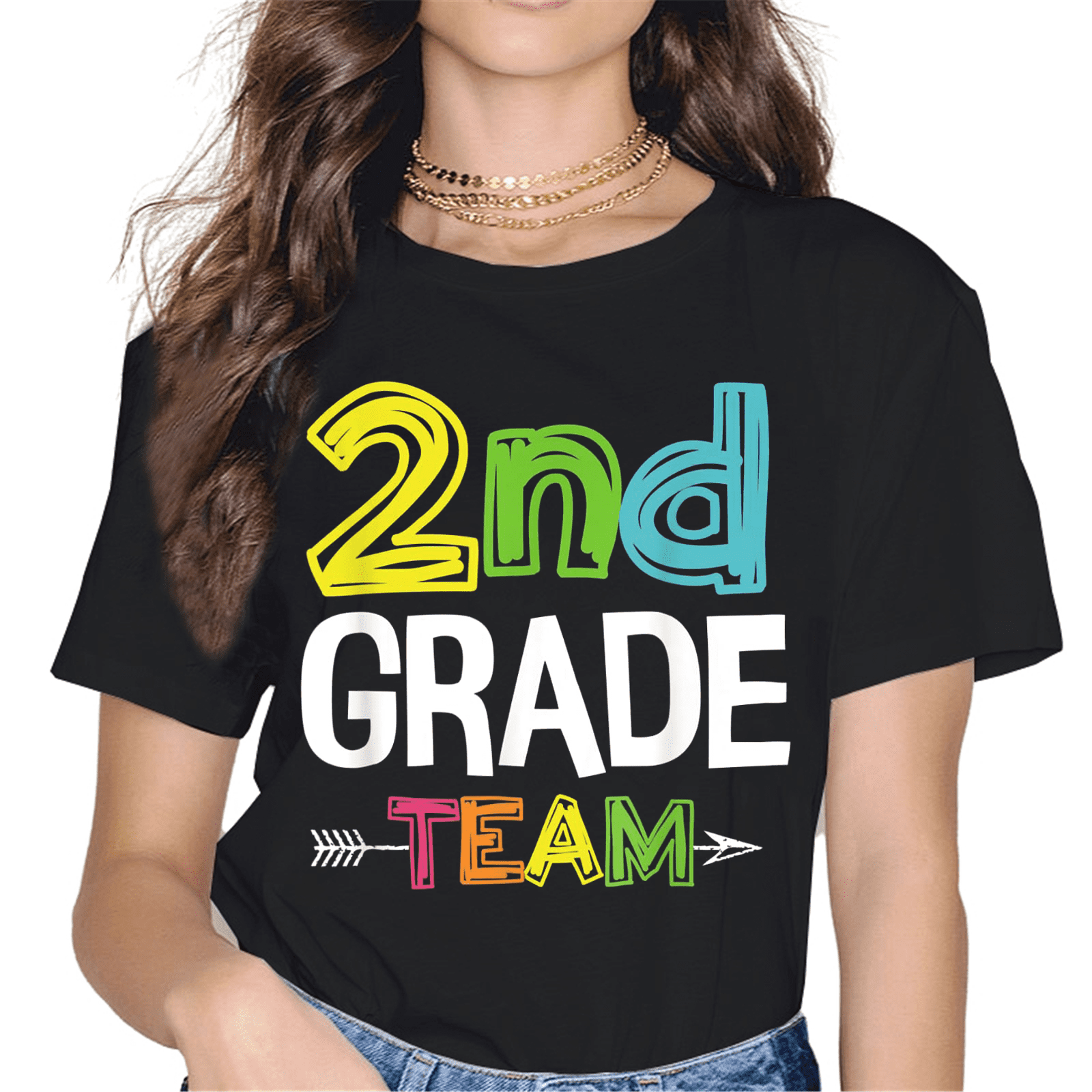 2nd Grade Team Women T-Shirt 2nd Grade Squad Teacher Gifts Casual Short ...