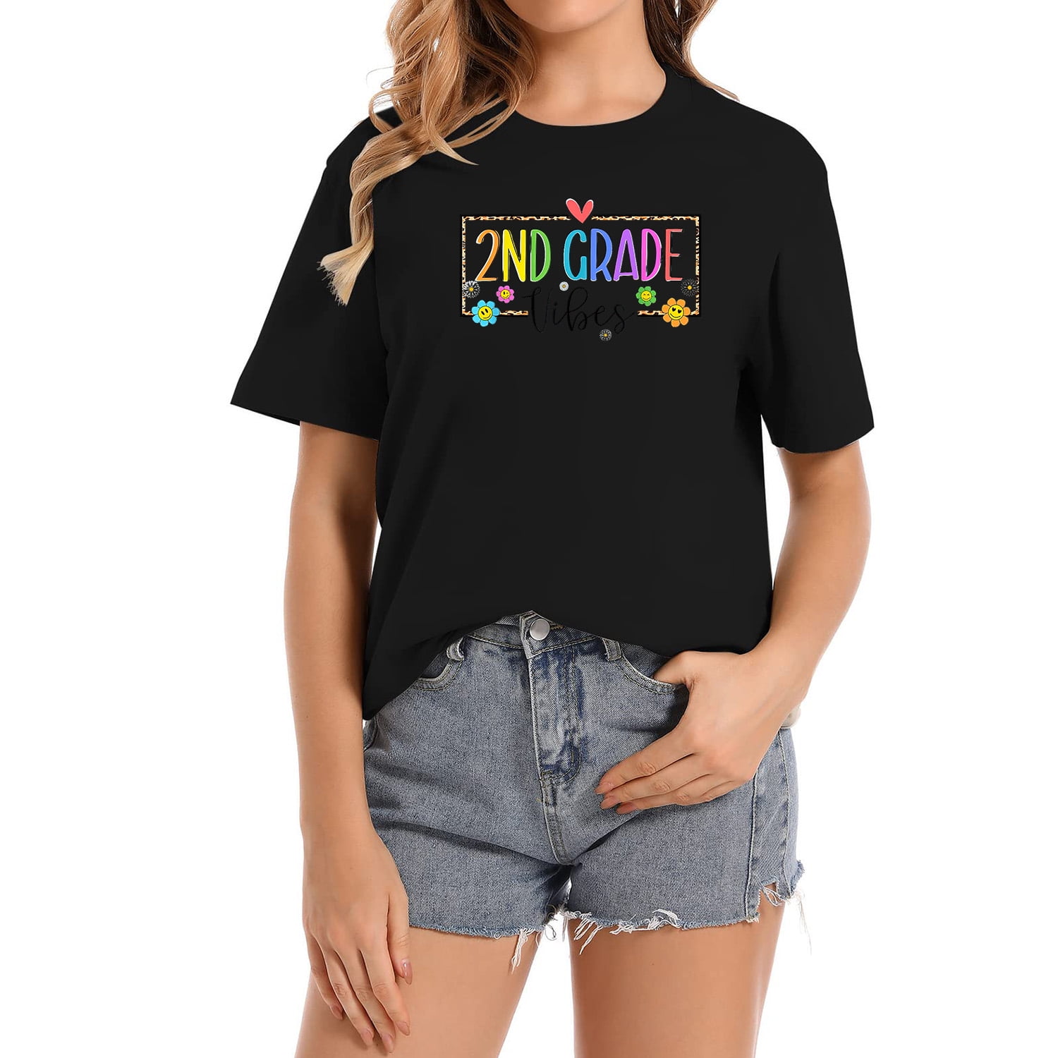 2nd Grade Vibes 2nd Grade Retro Teacher 1st Day of Women's Cute Tops ...
