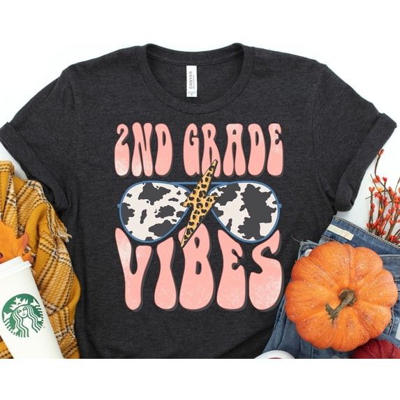 2nd Grade Vibes Shirt Cow Print Teacher Tee - Walmart.com