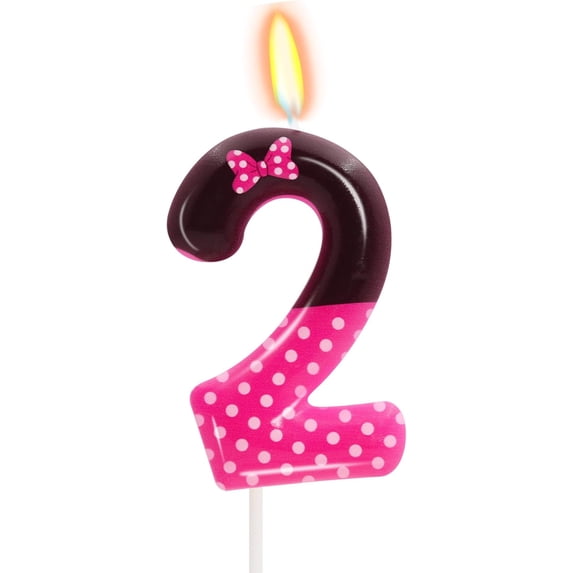 2nd Pink Birthday Candles for Girls, Mouse Cake Topper Cupcake Decor ...