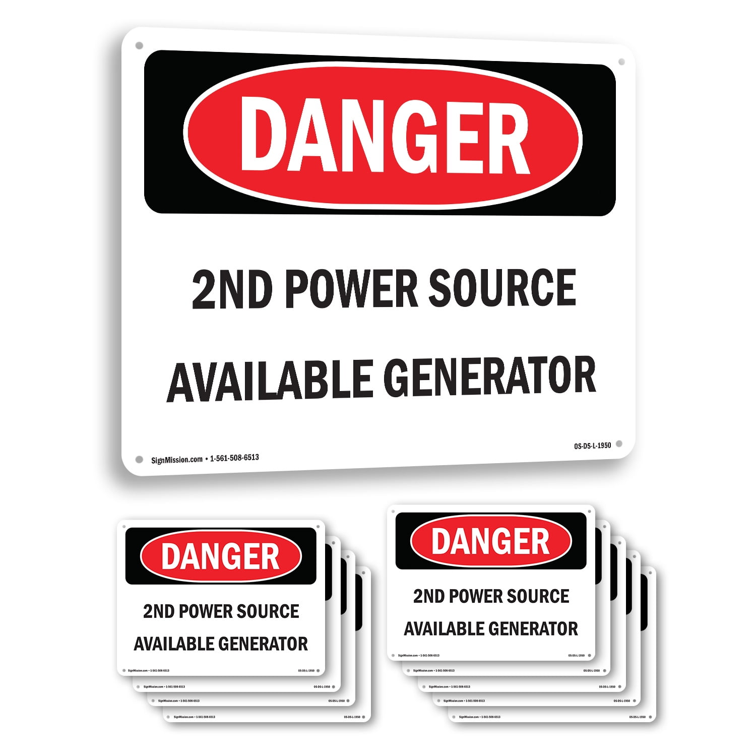 2nd Power Source Available Generator OSHA Danger Rigid Plastic Sign 14 ...