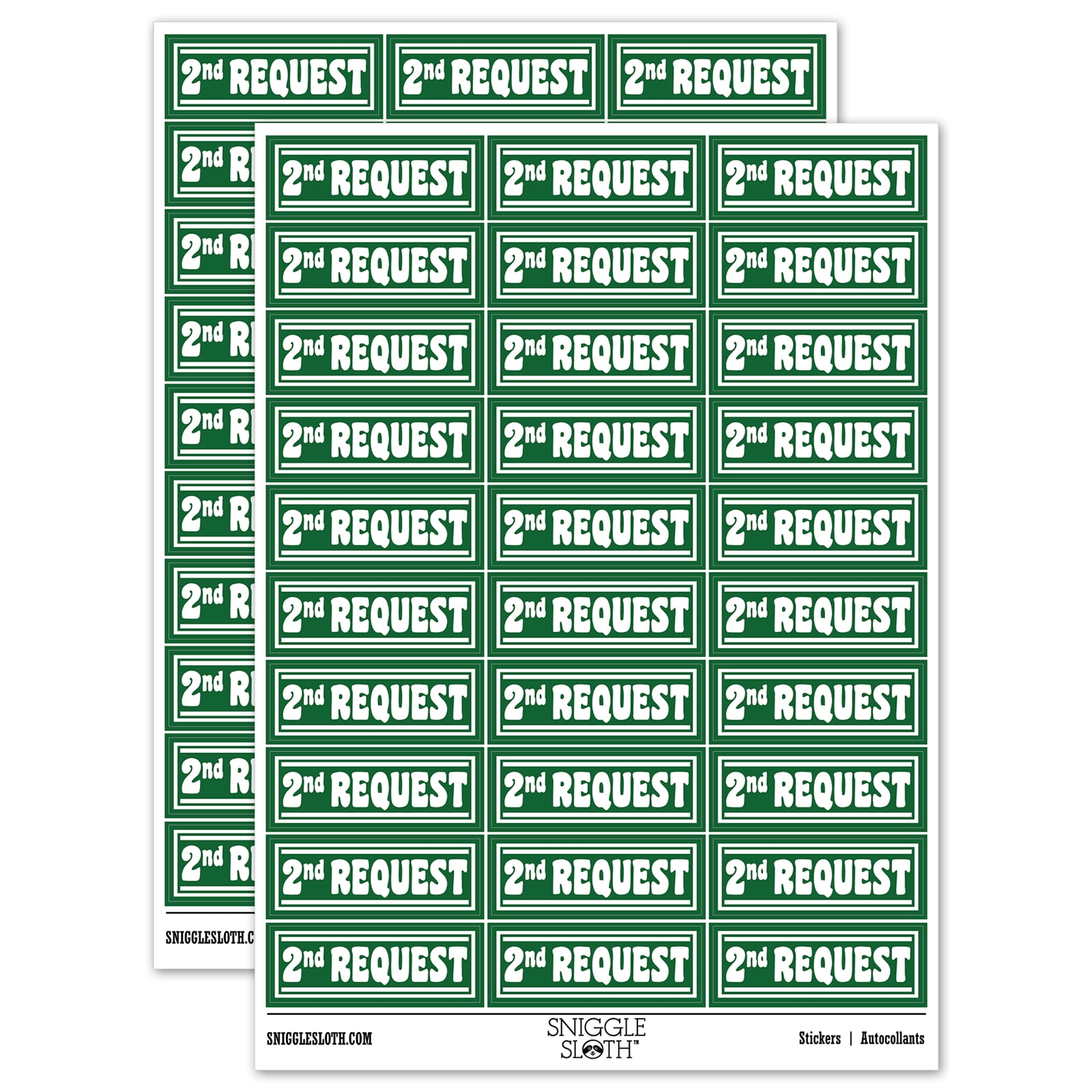 2nd Second Payment Request Sticker Set - Dark Green - Gloss Finish - 1. ...