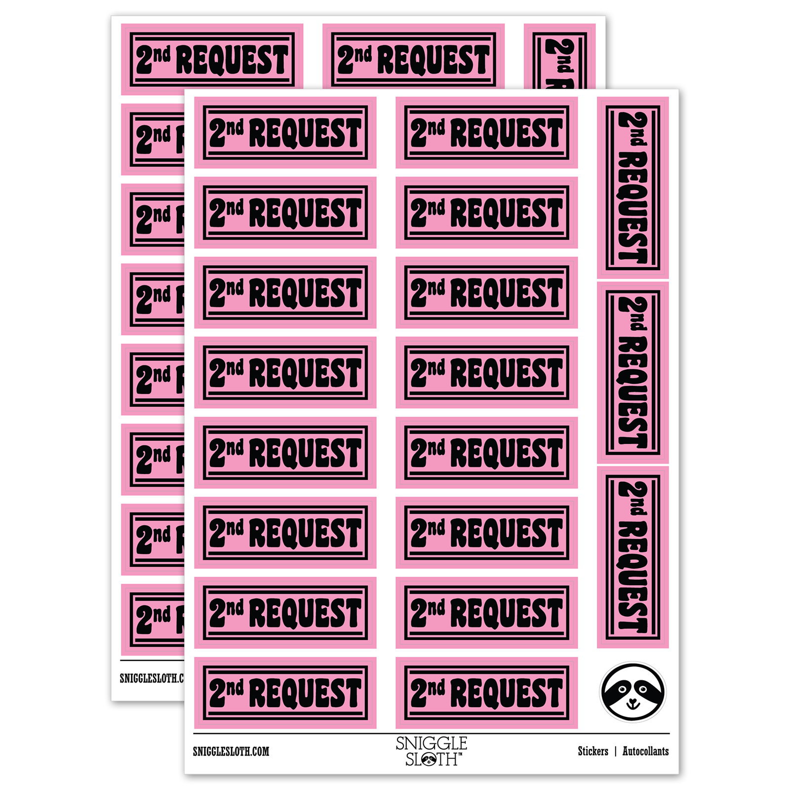 2nd Second Payment Request Sticker Set - Light Pink - Gloss Finish - 2. ...
