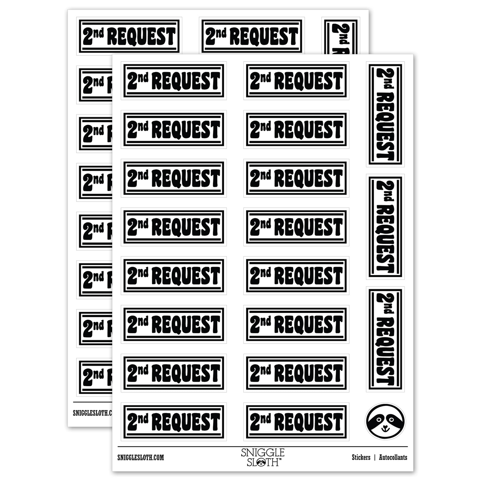 2nd Second Payment Request Sticker Set - White - Gloss Finish - 2.00 ...
