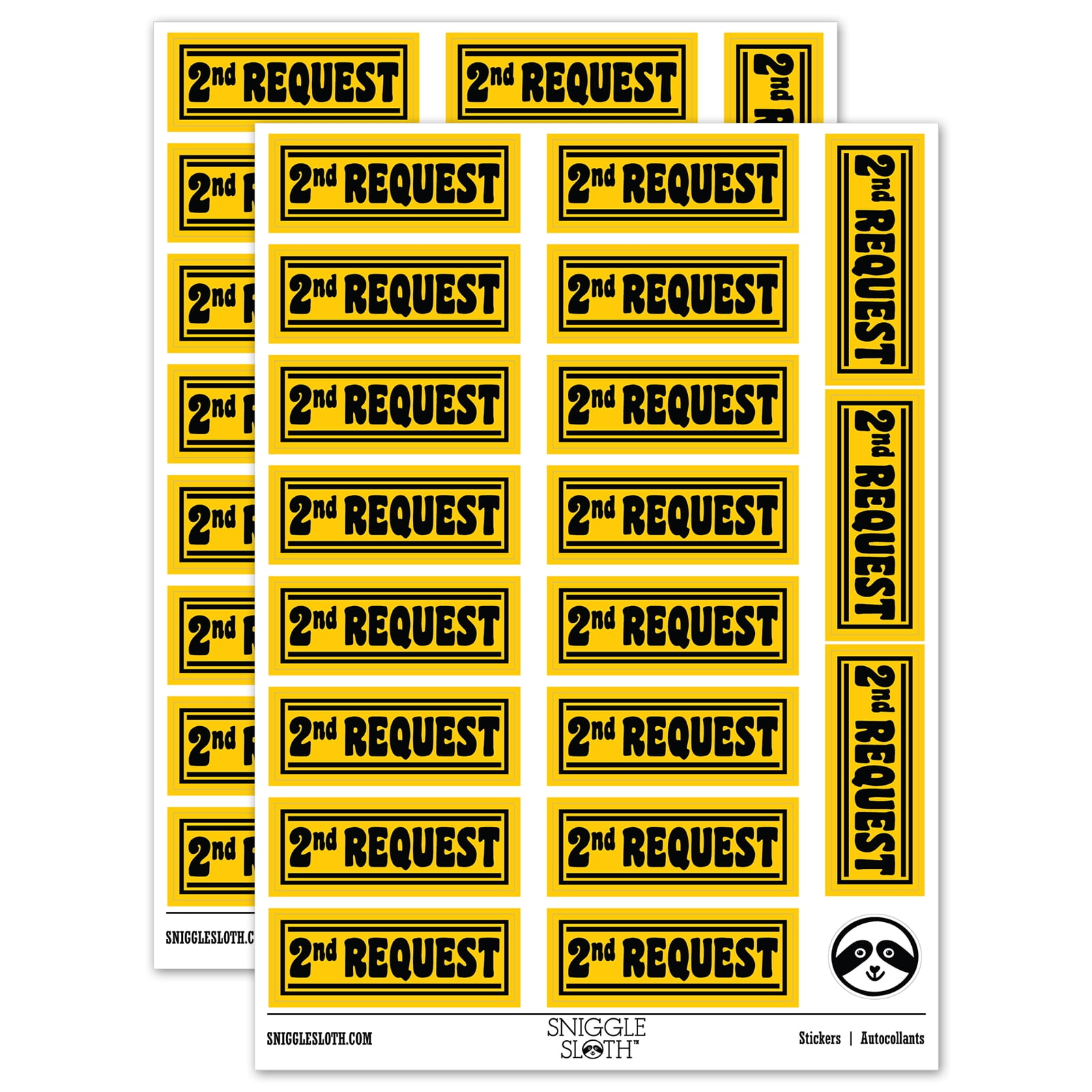 2nd Second Payment Request Sticker Set - Yellow - Matte Finish - 2.00 ...