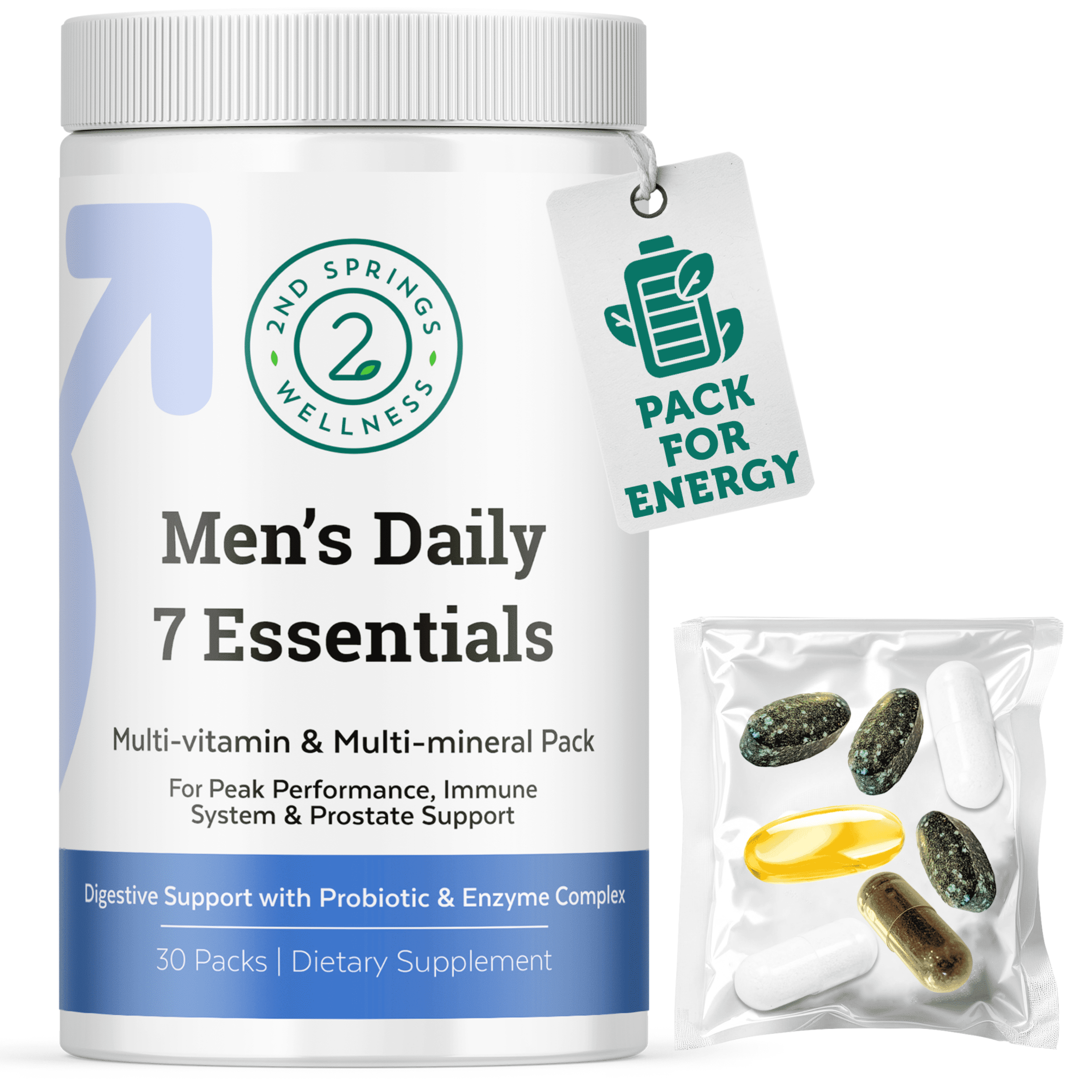 2nd Springs Daily 7 Essentials Men's Vitamin Pack - 7 Pack Adult Male ...