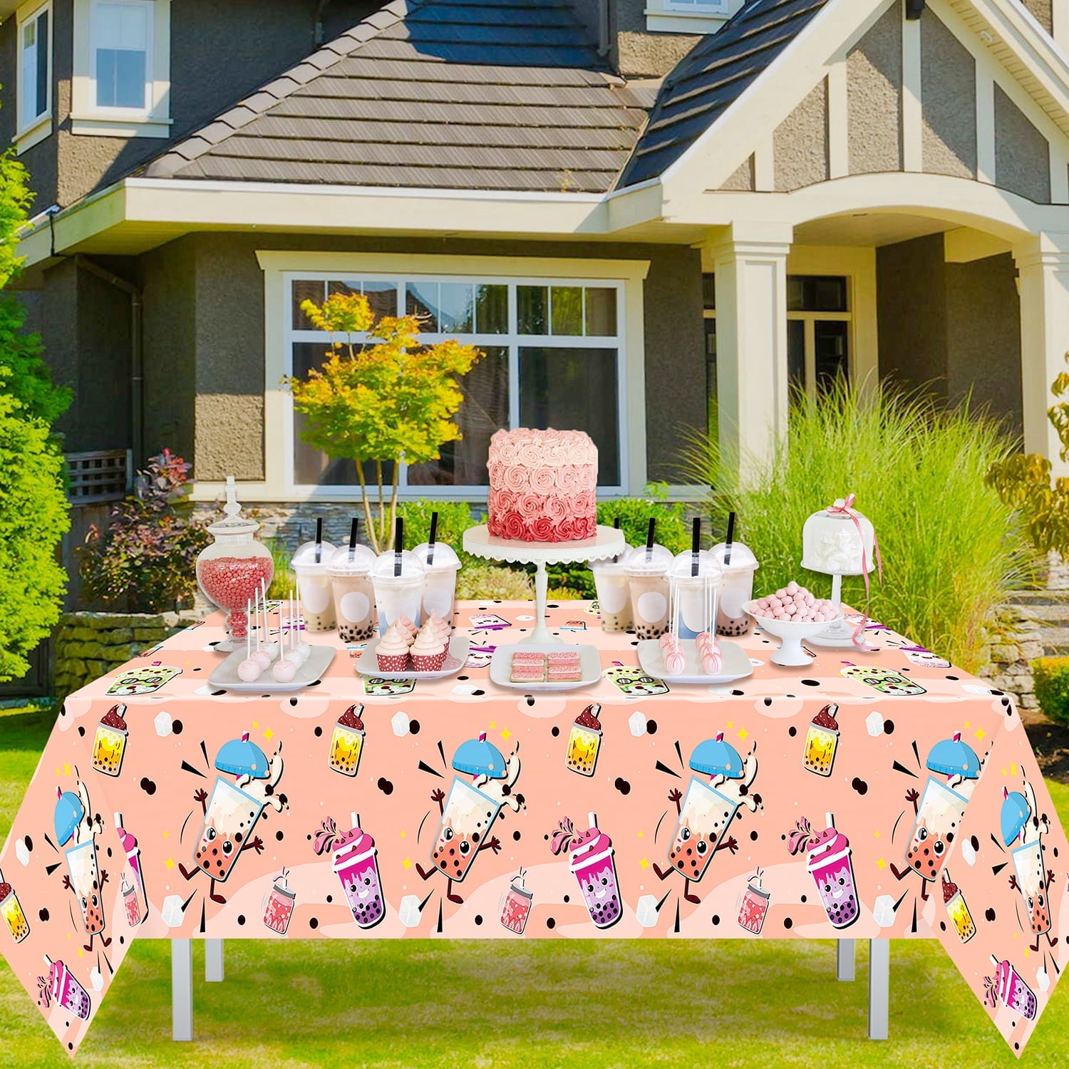 2ooya 3Pcs Party Table Covers Milk Tea Color Rectangle Bubble Tea ...