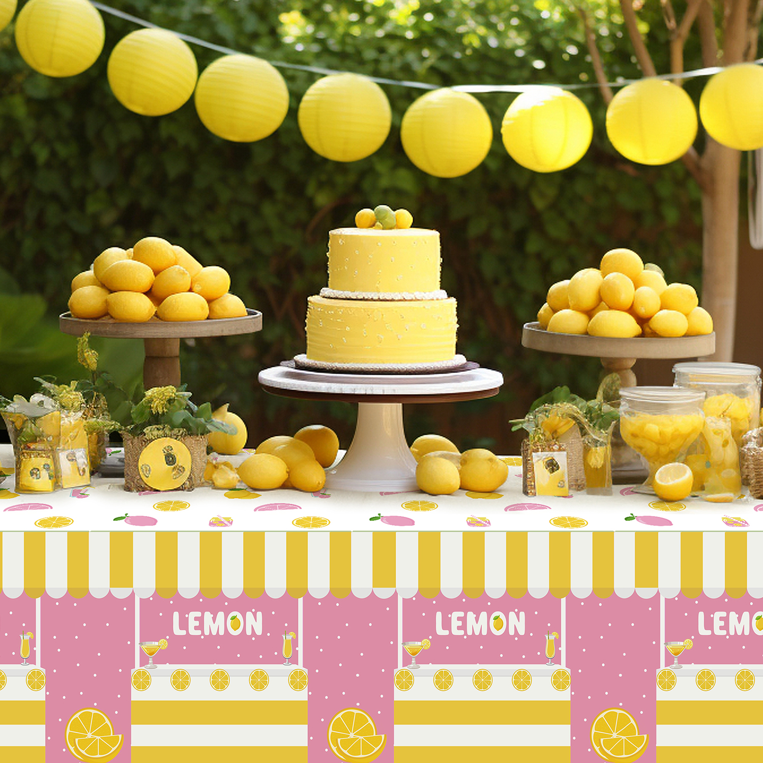 2ooya 3Pcs Lemon Disposable Plastics Tablecloths,Cute Lemon House Theme ...