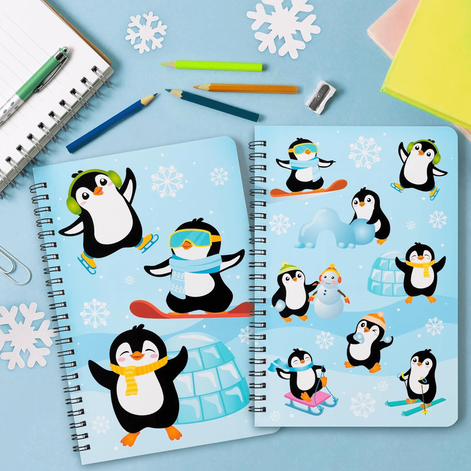 2ooya Penguin Patterns A5 Notebooks, Spiral Diary Notebooks,Present for ...