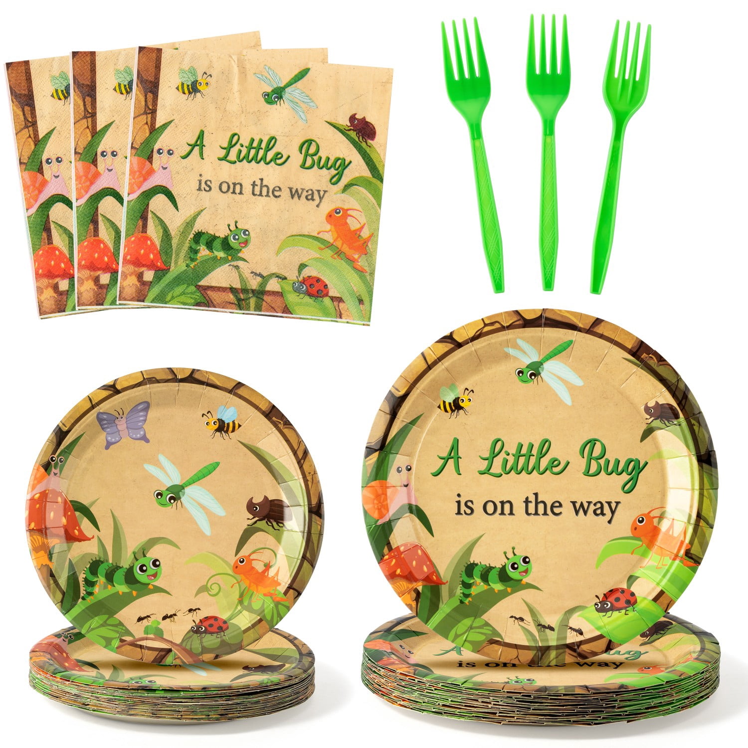 2ooya Insect Theme Party Tableware,Paper Plates Plastic Forks and ...