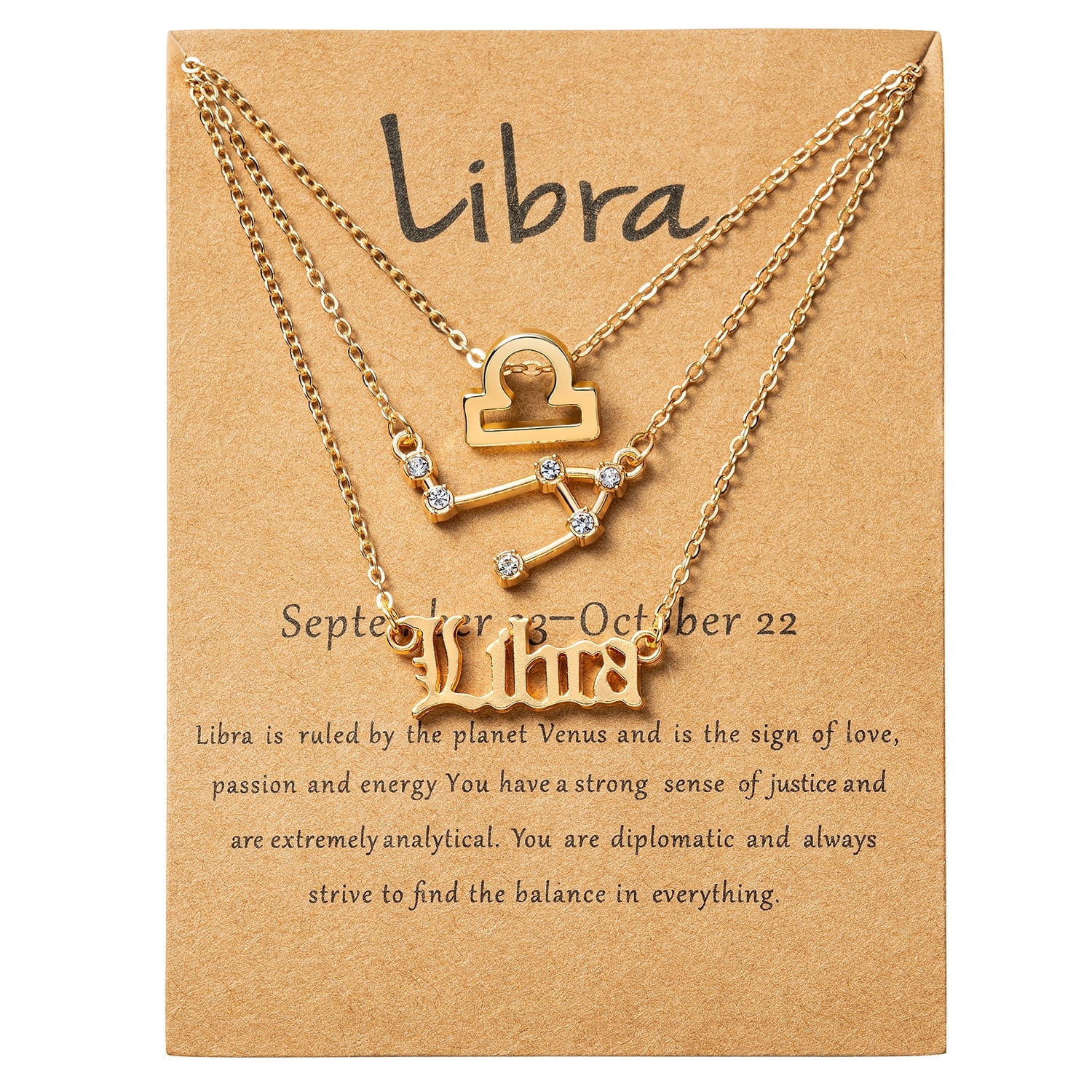 2ooya Libra Zodiac Sign Pendant,3pcs Libra Letter Necklaces，Present for ...