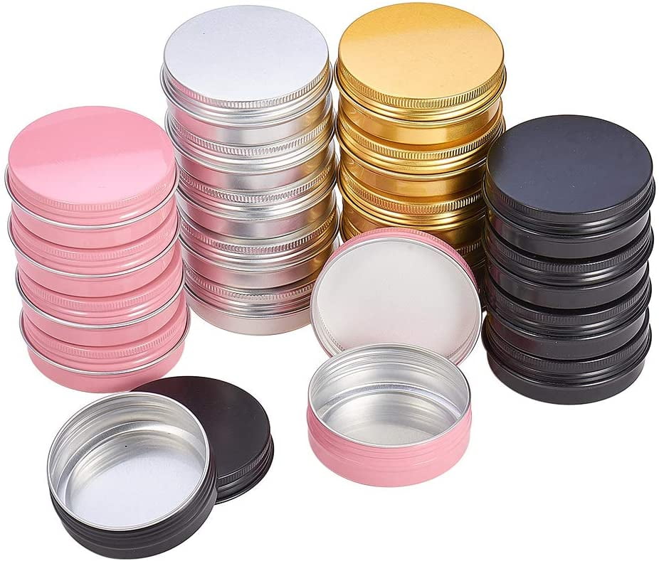 2oz 28 Pack Aluminum Tin Cans Round Metal Tin Container Screw Top Steel ...