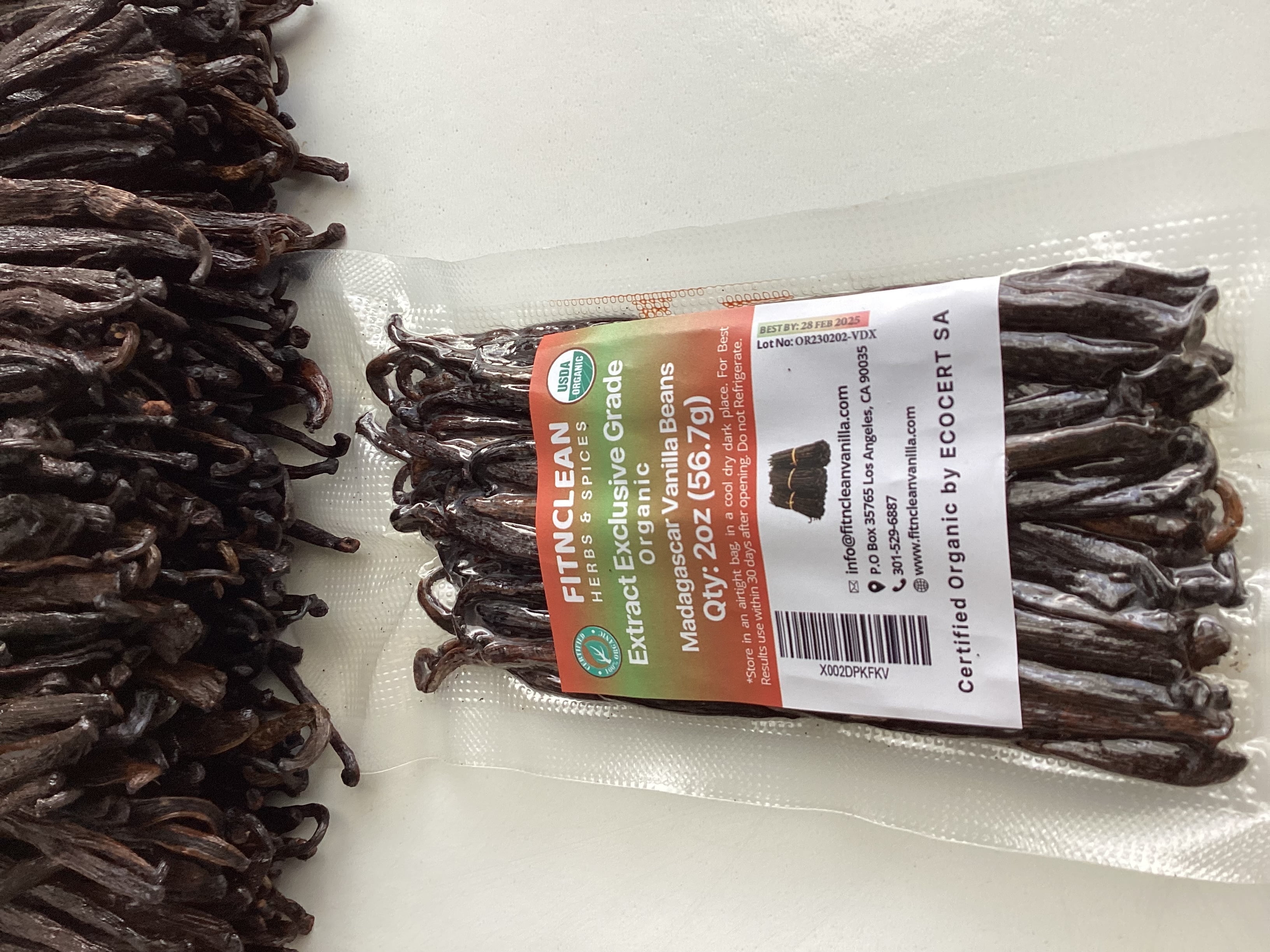 "Fitnclean USDA Certified Organic Madagascar Vanilla Beans, Non-GMO, 4 ...