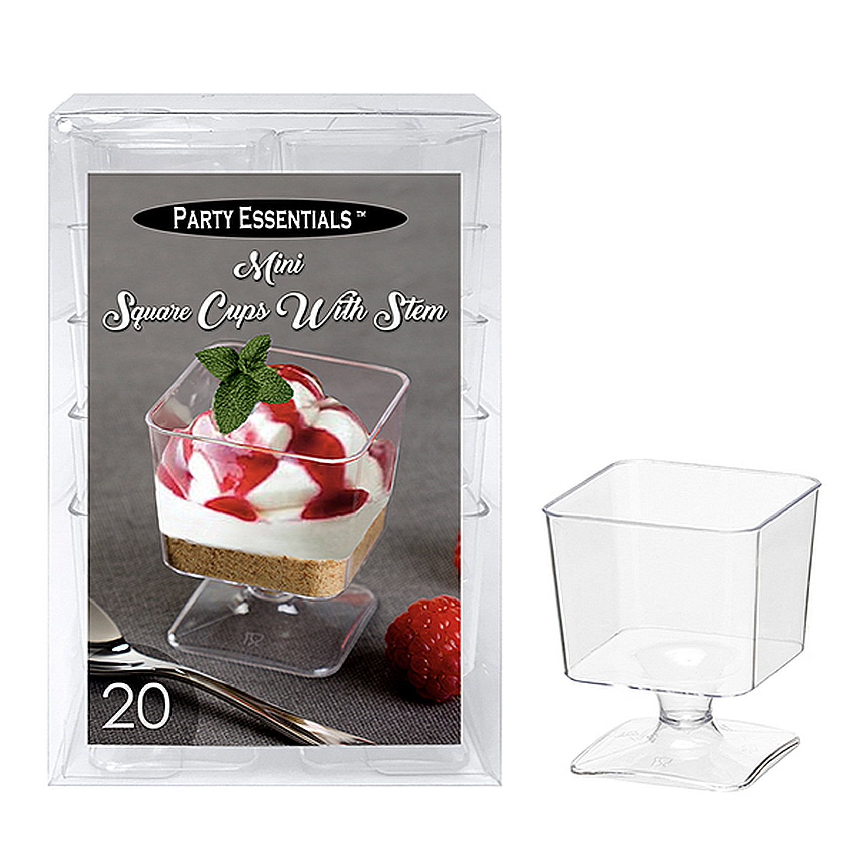 2oz Party Essentials Mini Square Cups with Stem - Clear (20ct ...