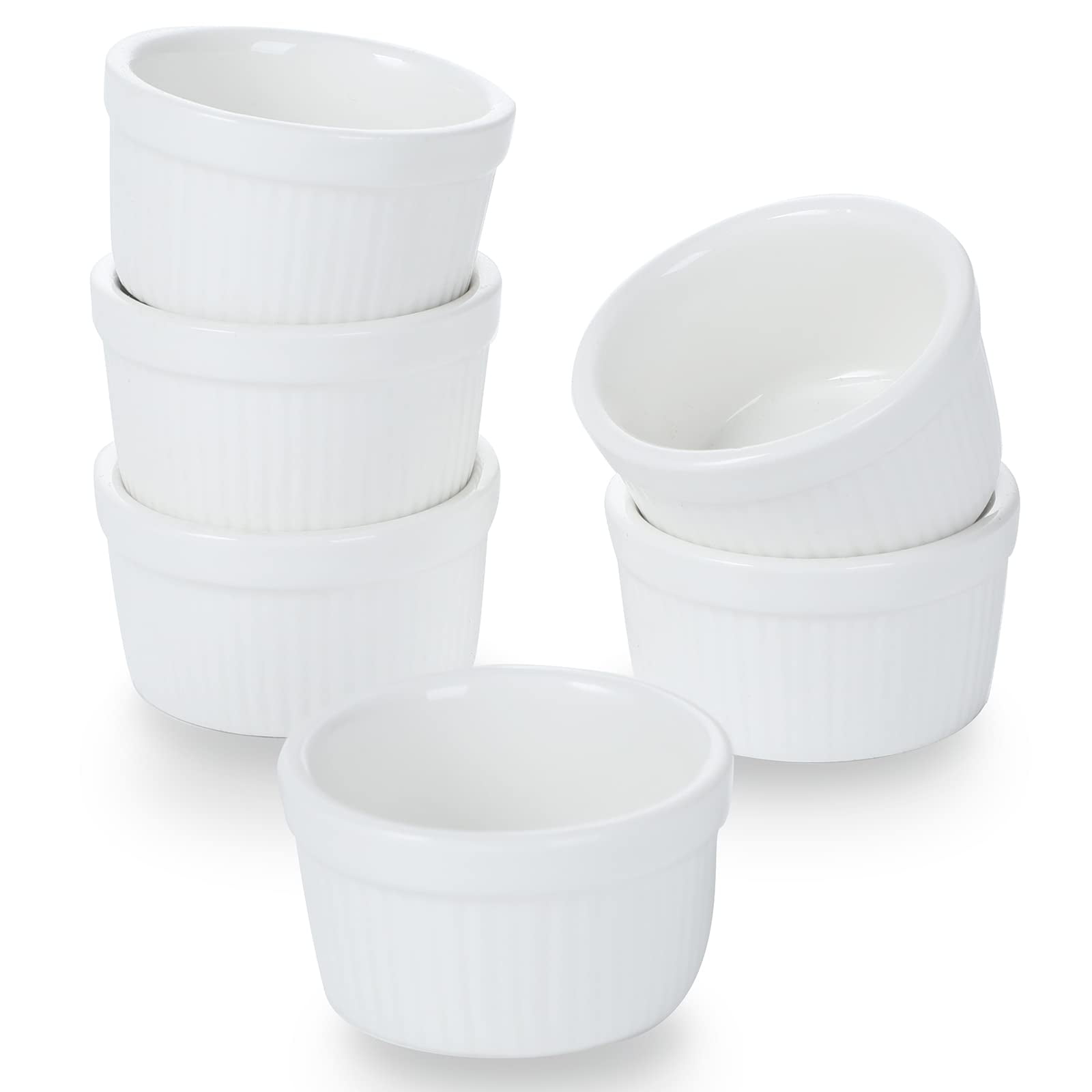 2oz Ramekins - 6 pcs Porcelain Ramekins Dishes for Souffle,Creme Brulee ...