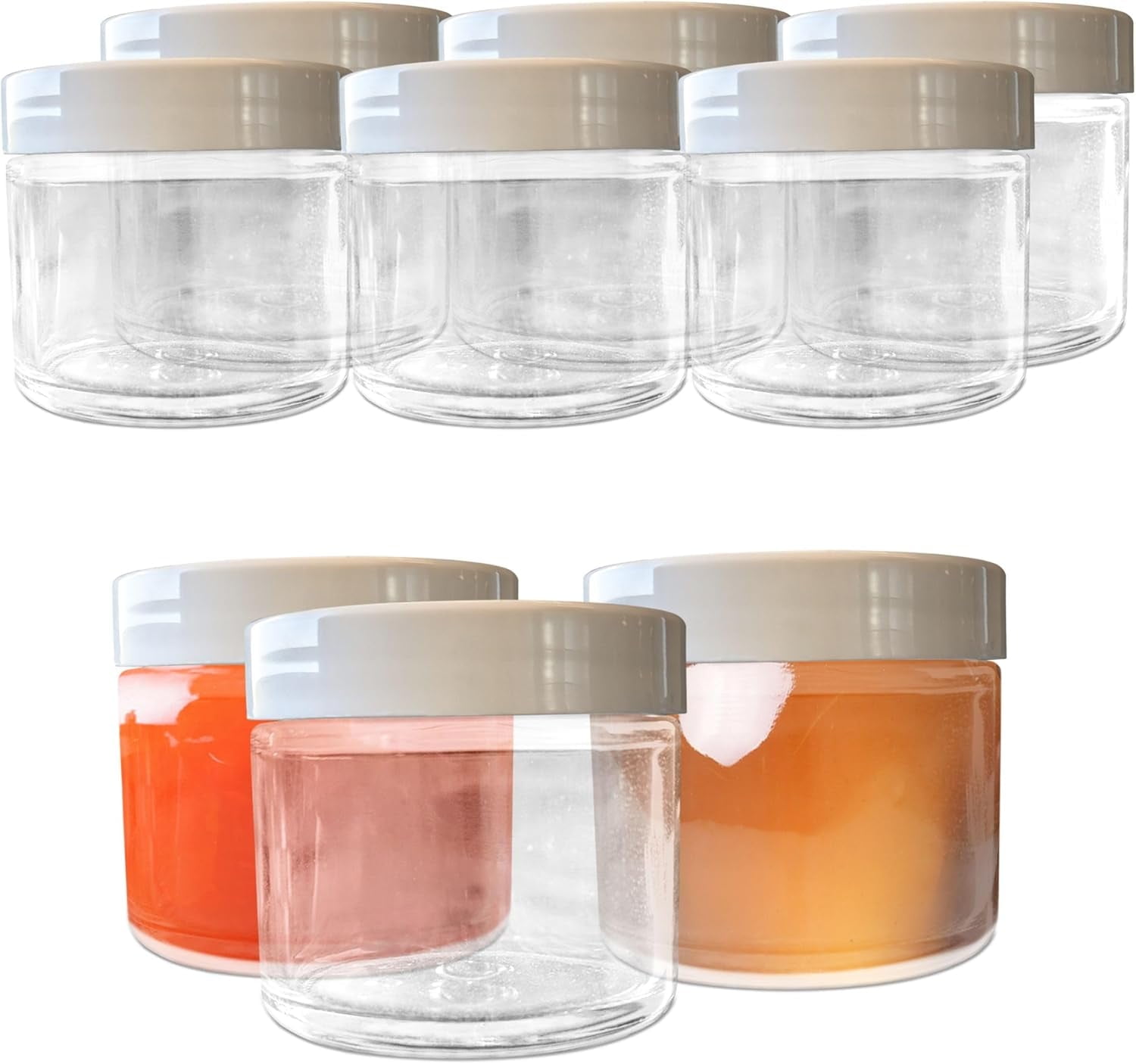 2oz Small Clear Glass Jars with White Lids - Empty Cosmetic Containers ...