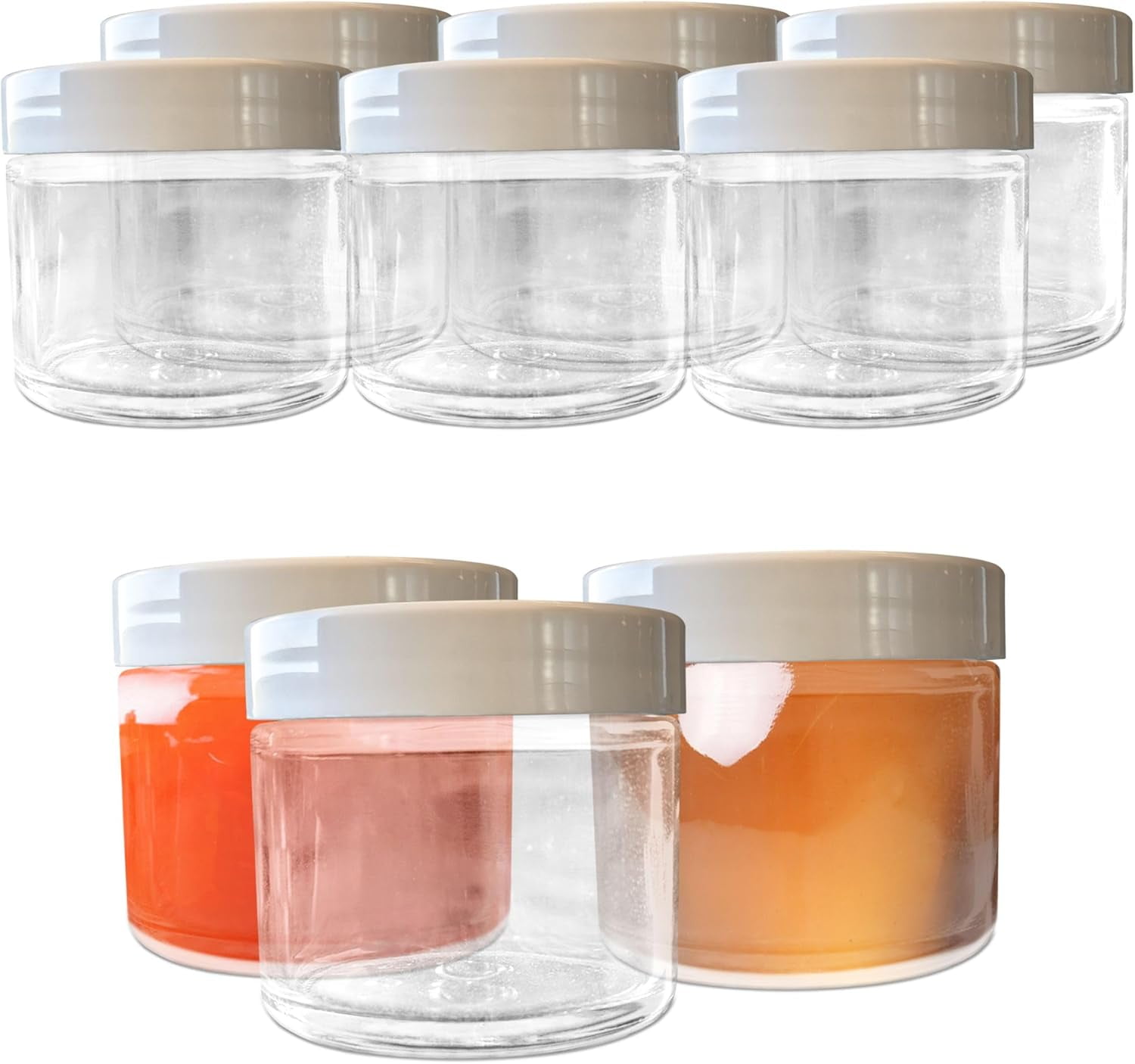 2oz Small Clear Glass Jars with White Lids - Empty Cosmetic Containers ...