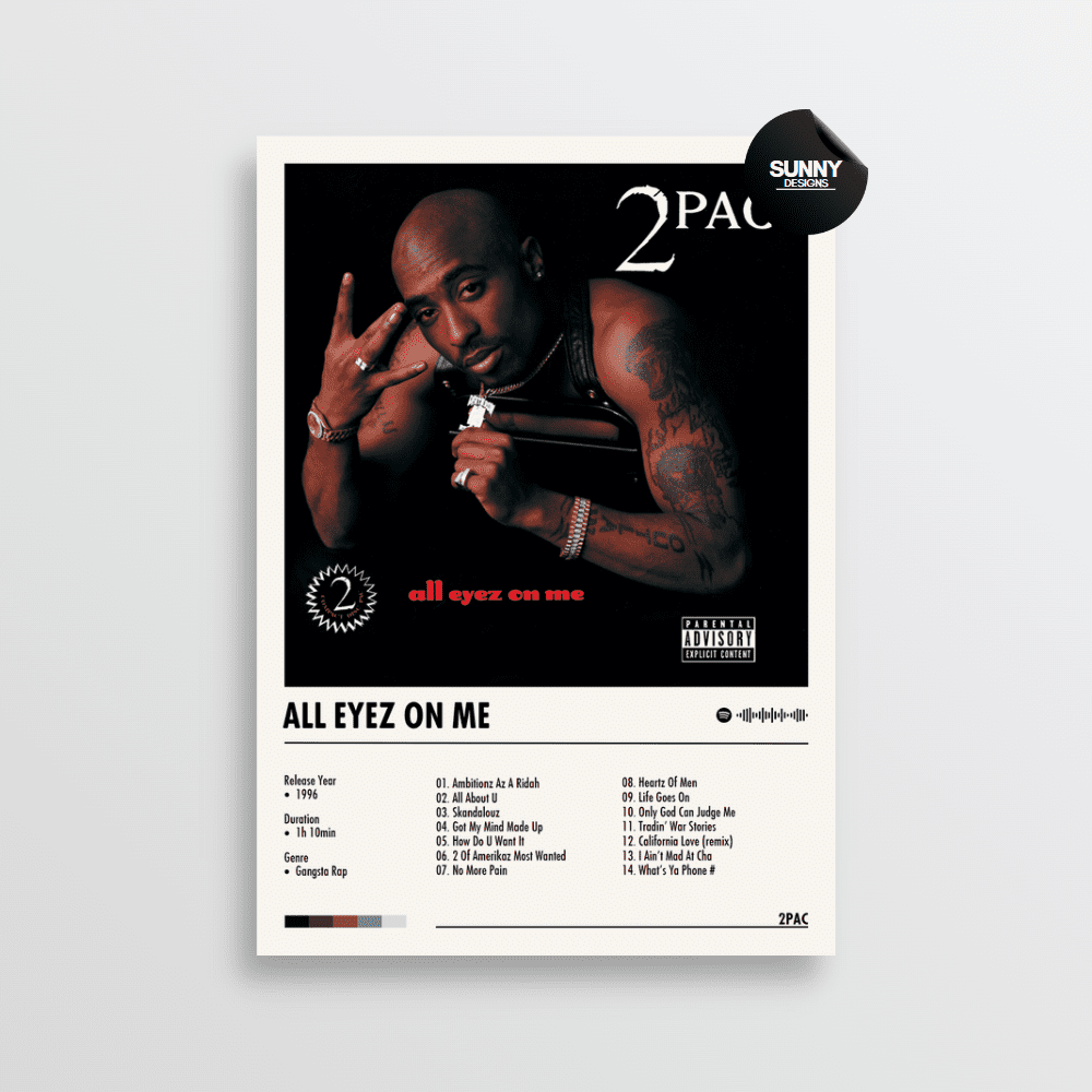 2pac - All Eyez On Me, Album Cover Poster, Music Poster, Album Poster ...