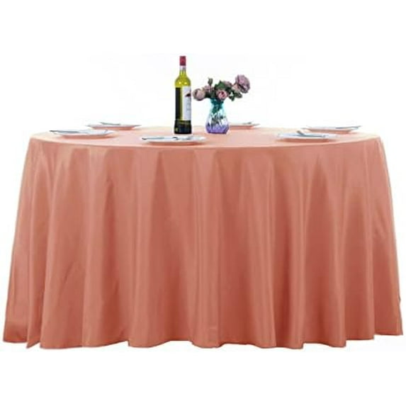 2pack 108 Inch Dusty Pink Round Tablecloth in Washable Polyester Fabric ...