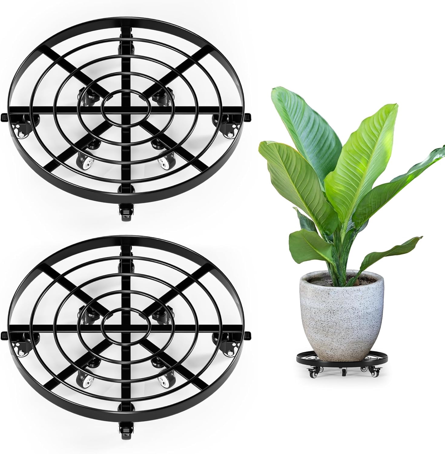2pack 20" Plant Caddy with Wheels Heavy Duty Rolling Plant Stand Round ...