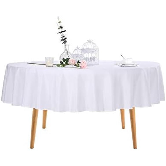 2pack 60 Inch White Rectangular Tablecloth in Polyester Fabric for ...