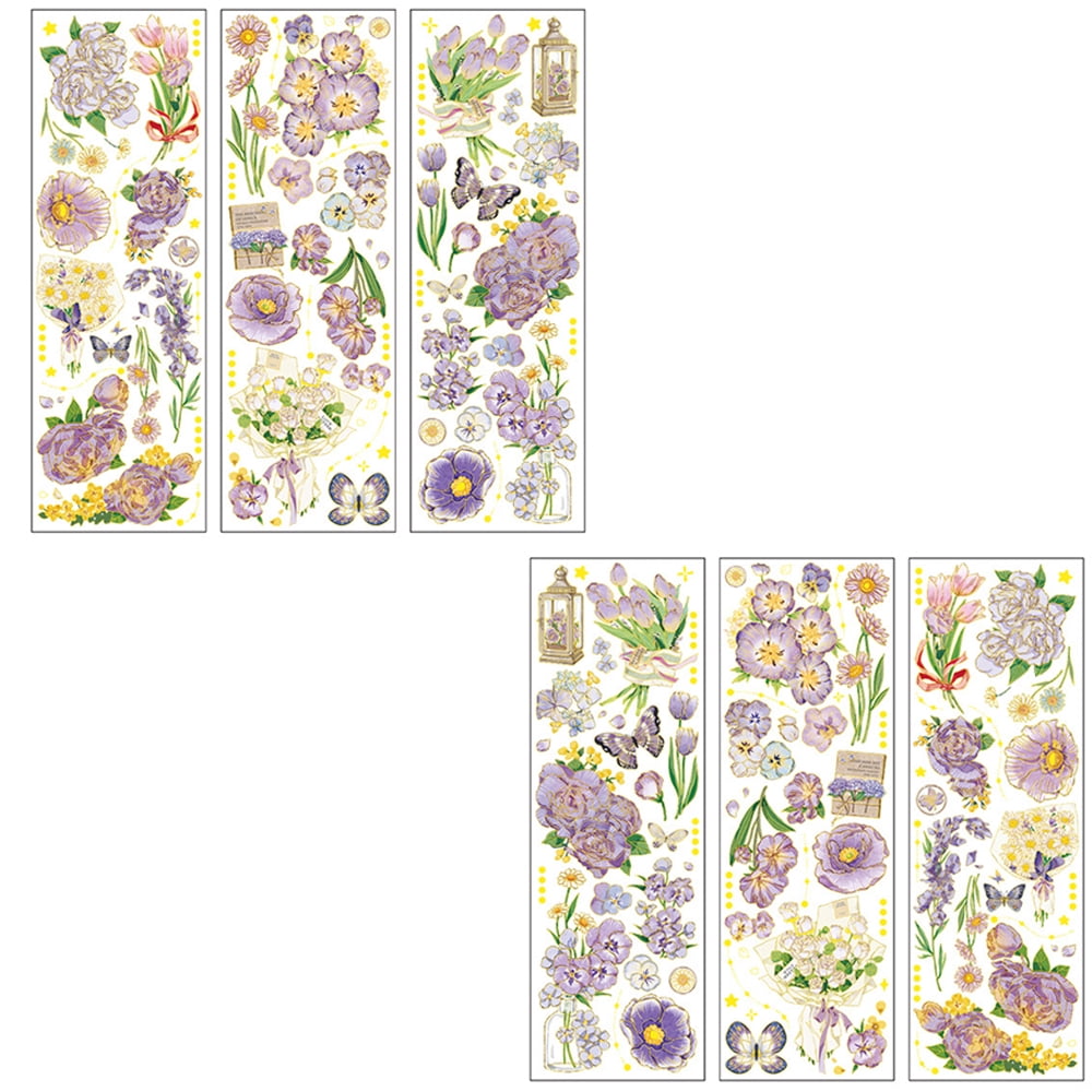 2pack 6pcs Vintage Floral Scrapbook Stickers Flowers Waterproof ...