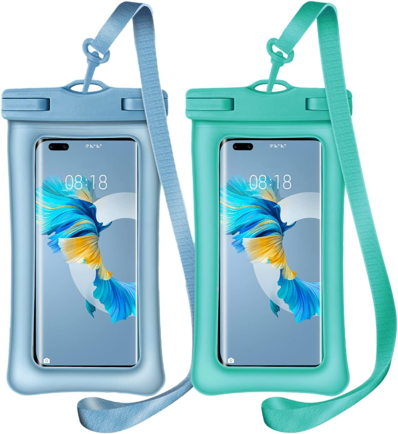 2pack 7.2" Large Double Airbag Floating Phone Waterproof Bag IPX8 Touch Screen Underwater ...