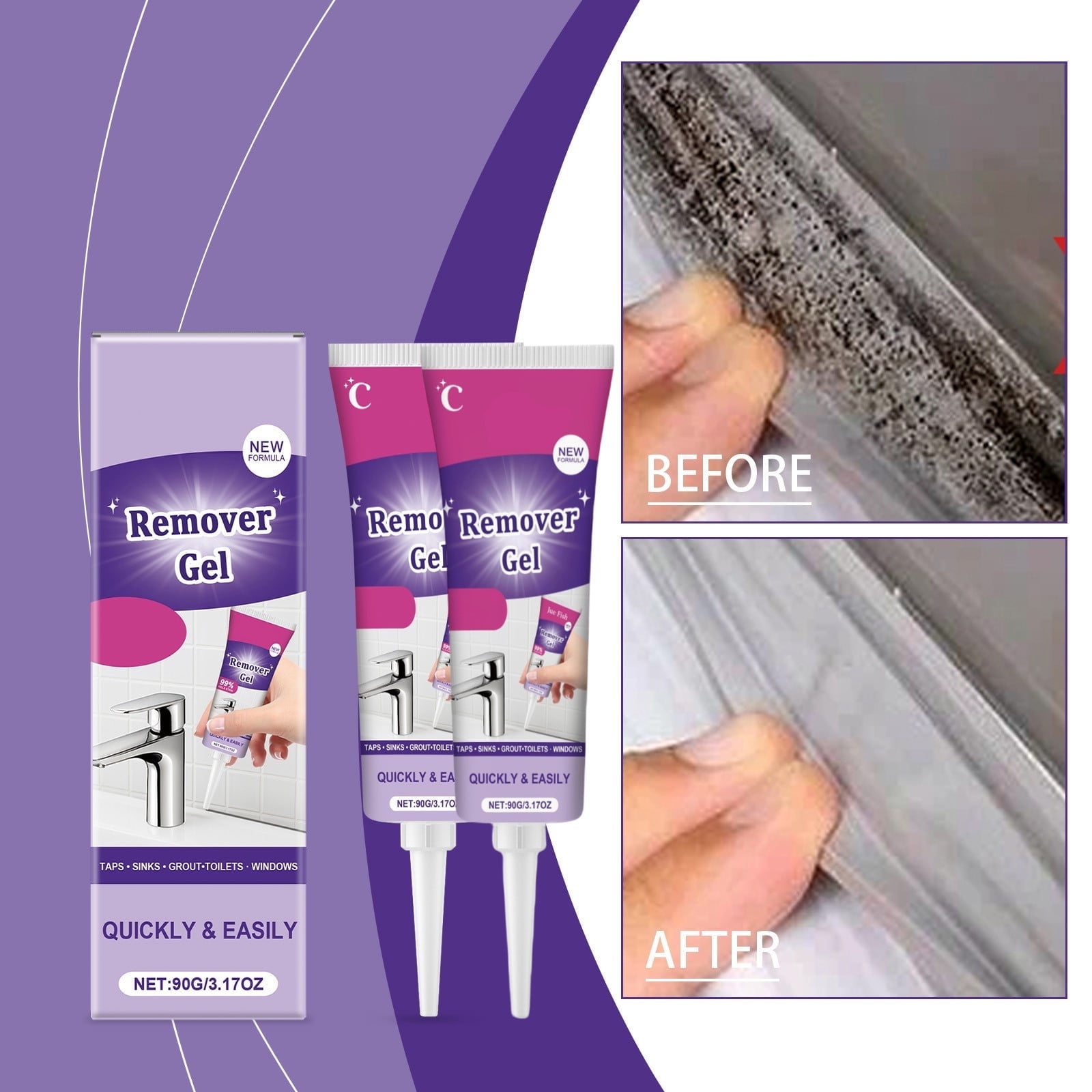 2pack Active Mold Stain Remover Gel,Mold Remover Gel 99% Effective Mold ...