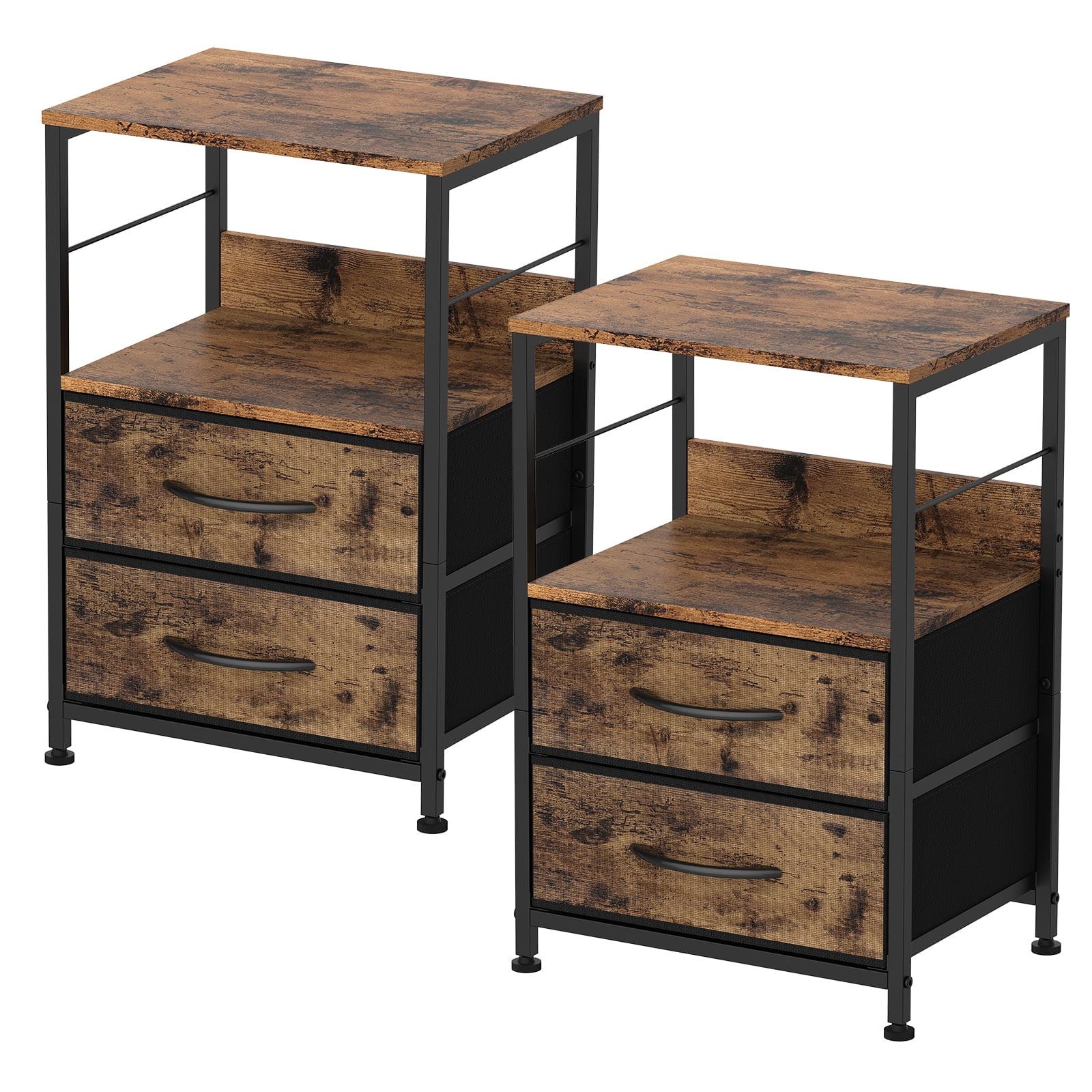 2pack Bedside Table with 2 Drawers End Table Bedside Table with 23 ...