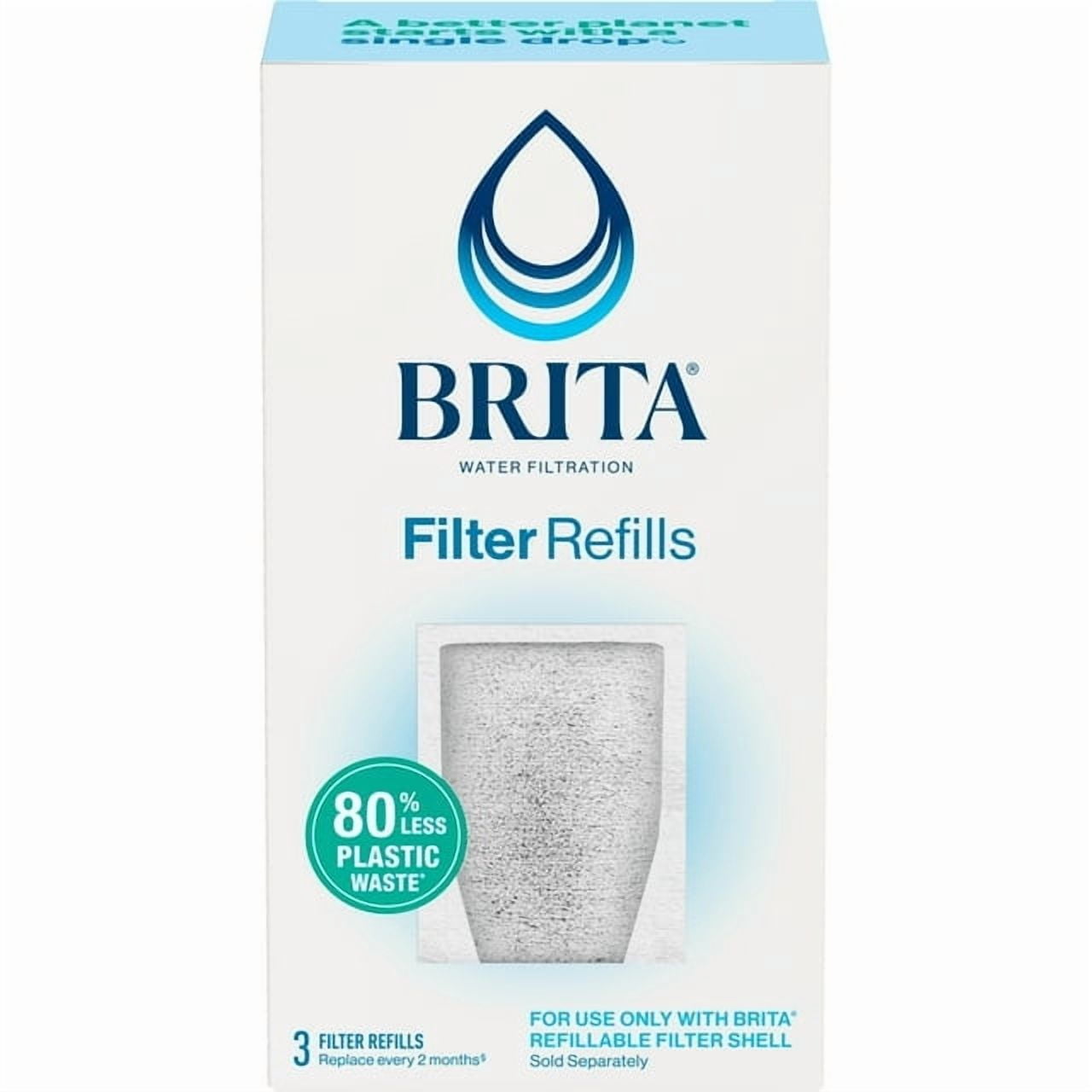 (2pack) Brita Refillable Water Filtration System Filter Refills, 3 ...