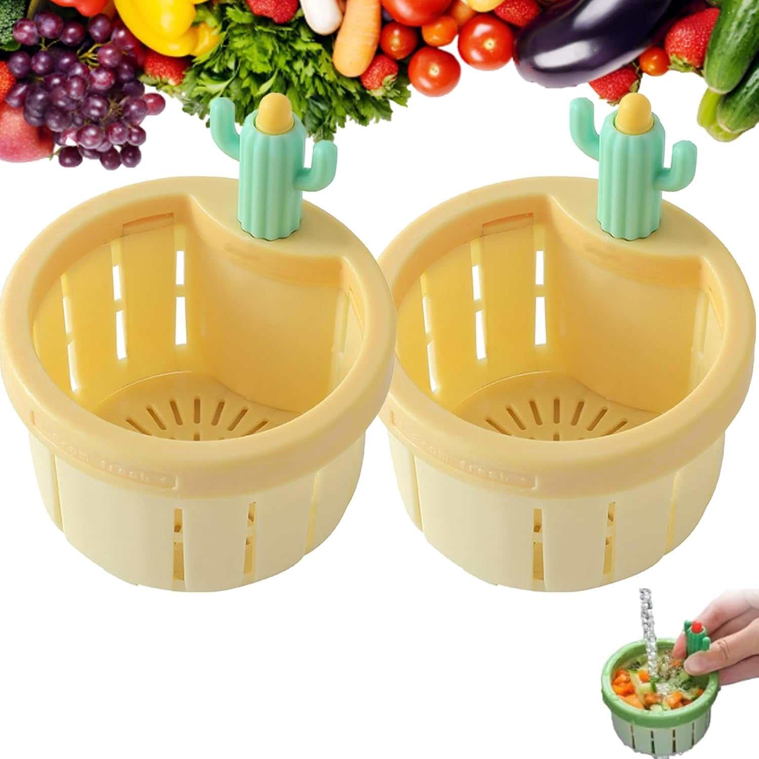 2pack Cactus Kitchen Sink Drain Strainer, Automatic Pressing Dumping ...