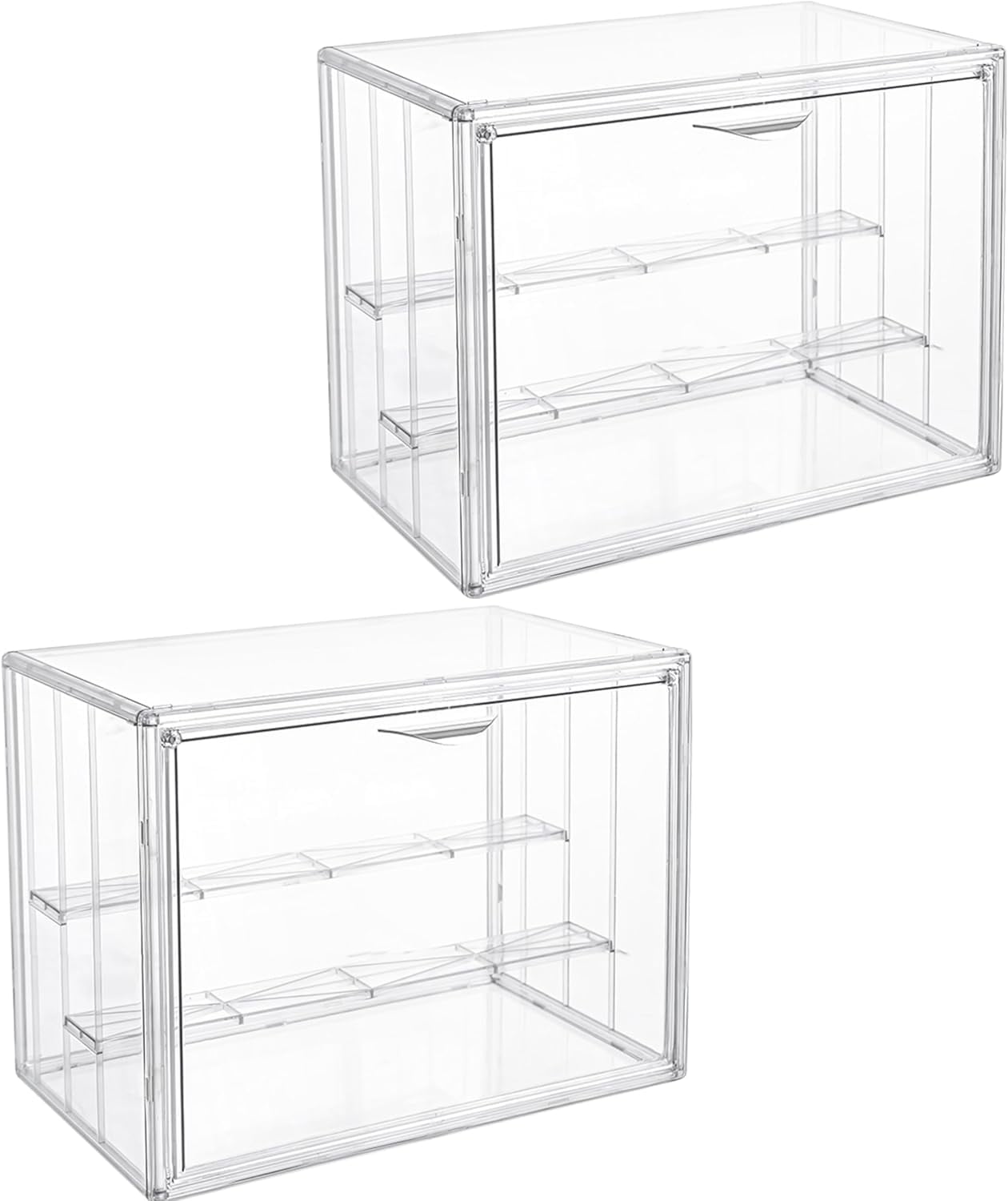 2pack Clear Acrylic Display Boxes,3 Tiers Display Case with 2 Movable ...