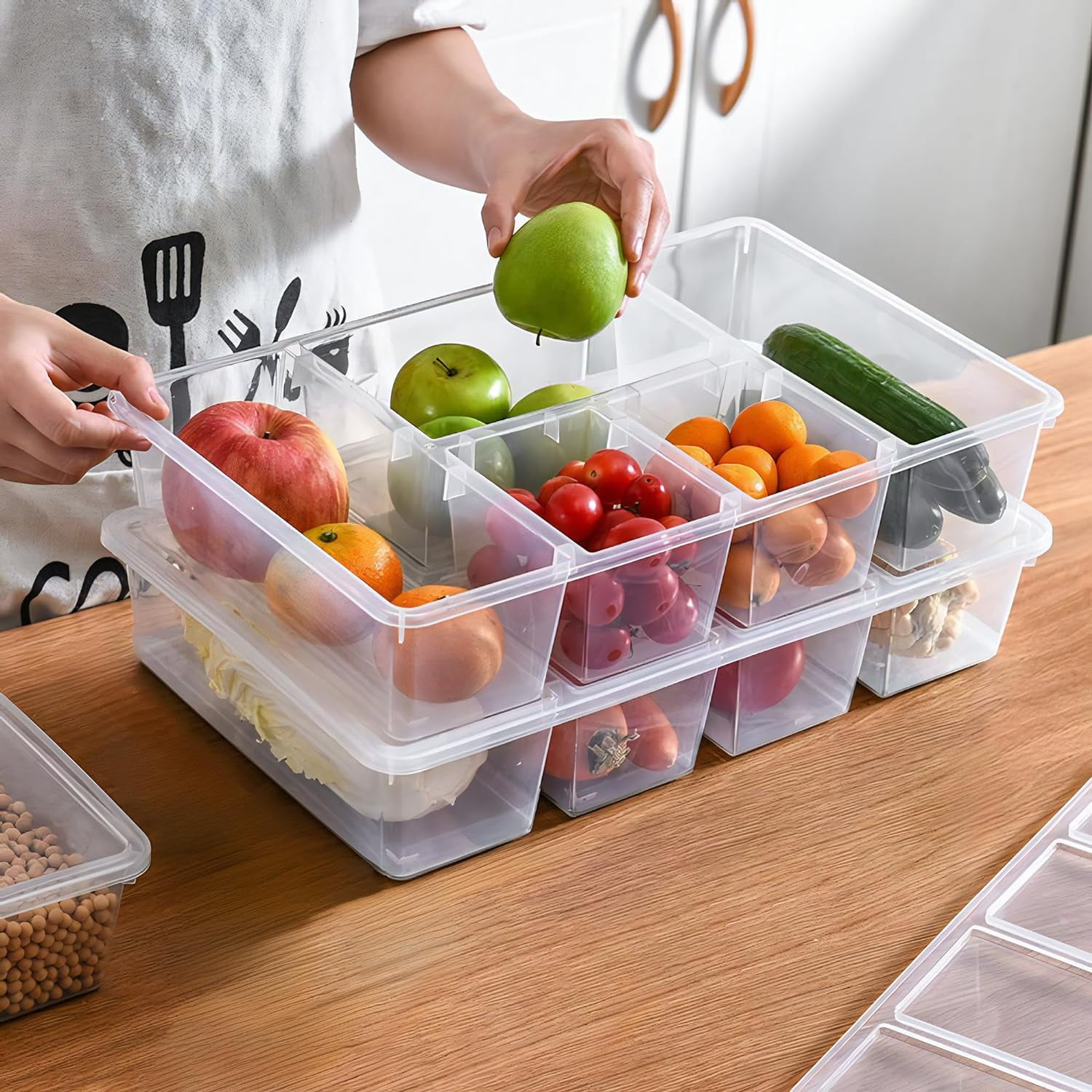 2pack Divided Veggie Tray with Lid Clear Snackle Box Charcuterie ...