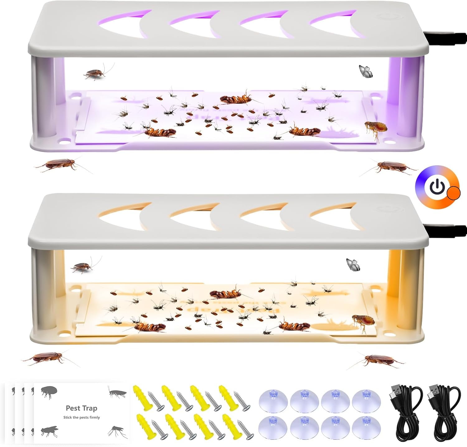 2pack Flea Trap Fishbone Shape With 4 FlyingInsectTrap Sticky Refill ...