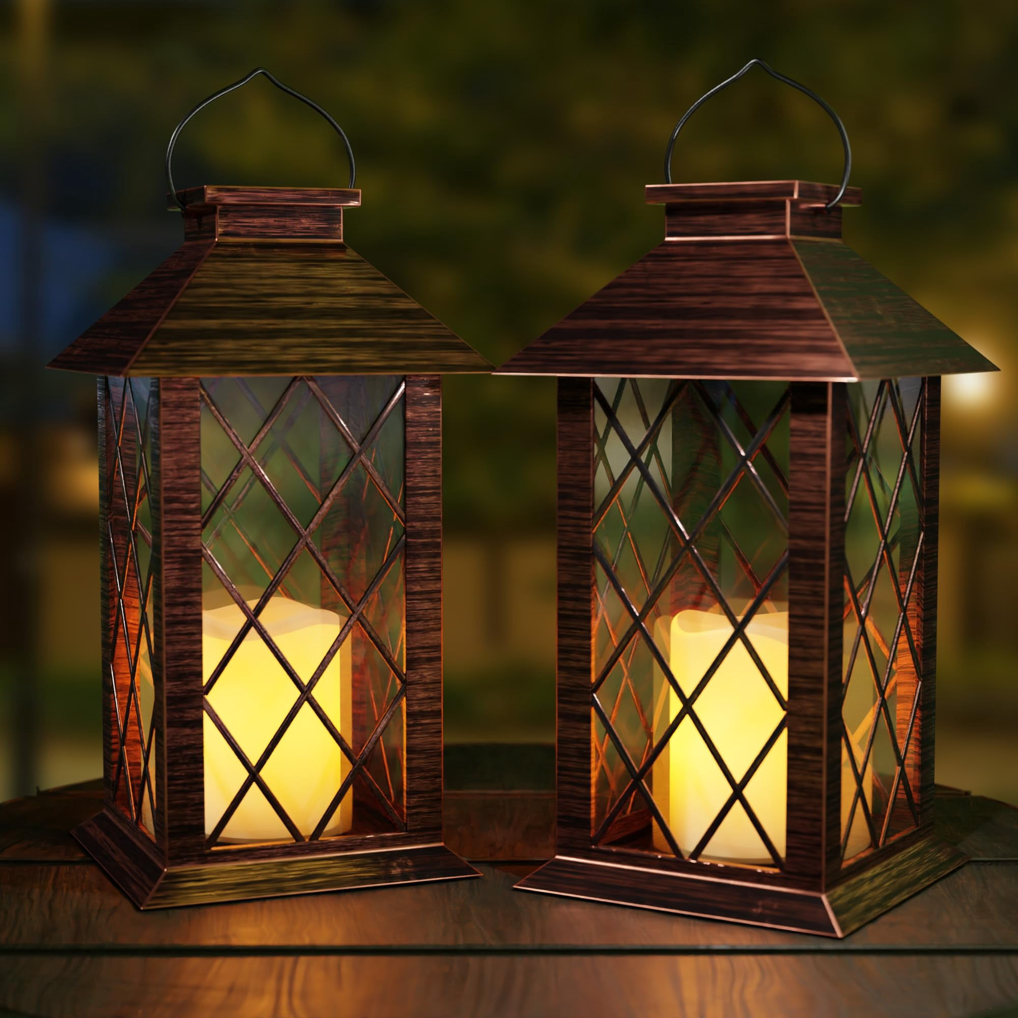2pack Outdoor Solar Lanterns, Waterproof Hanging Lantern with LED ...