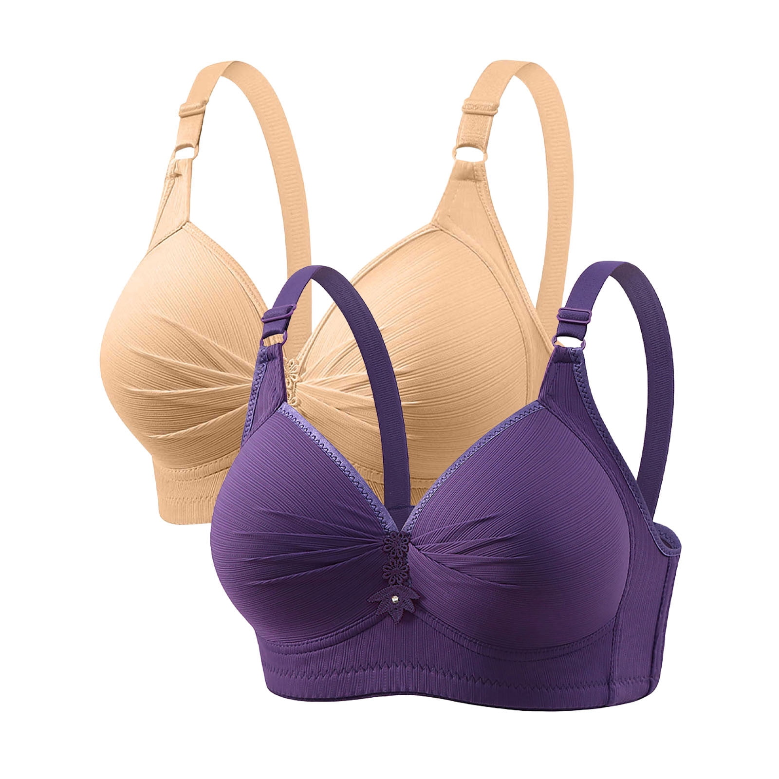 2pack Plus Size Women Wireless Bra Full Cover Push up Support Bra with ...