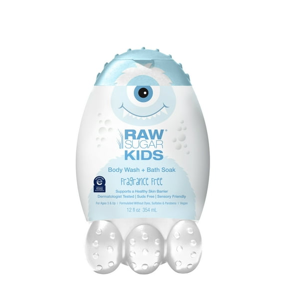(2pack) Raw Sugar Kids 2-in-1 Bath Soak + Body Wash, Fragrance Free, 12 ...