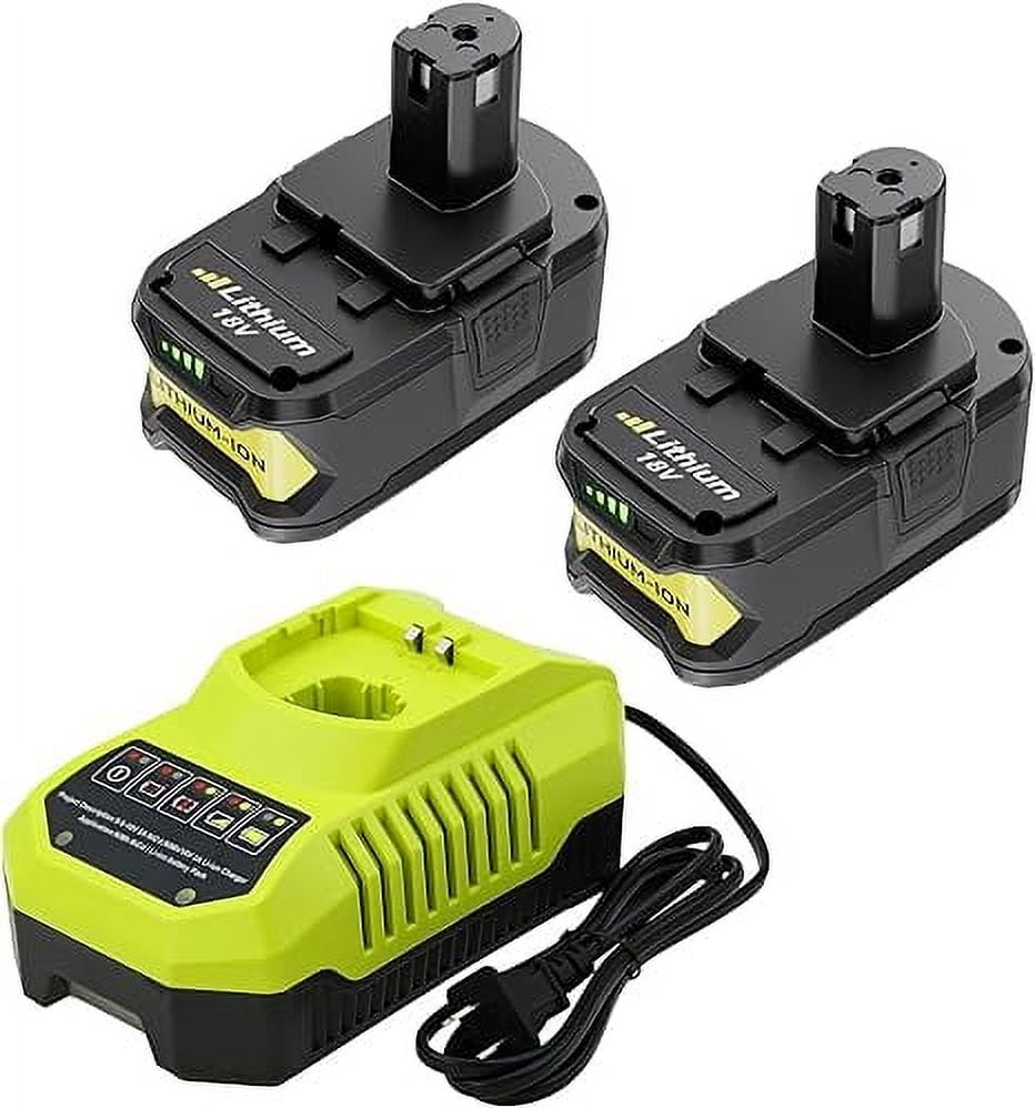 2pack Replacement for 6.0Ah Ryobi P108 18V high capacity battery and P117 Charger P107 P104 P105 ...