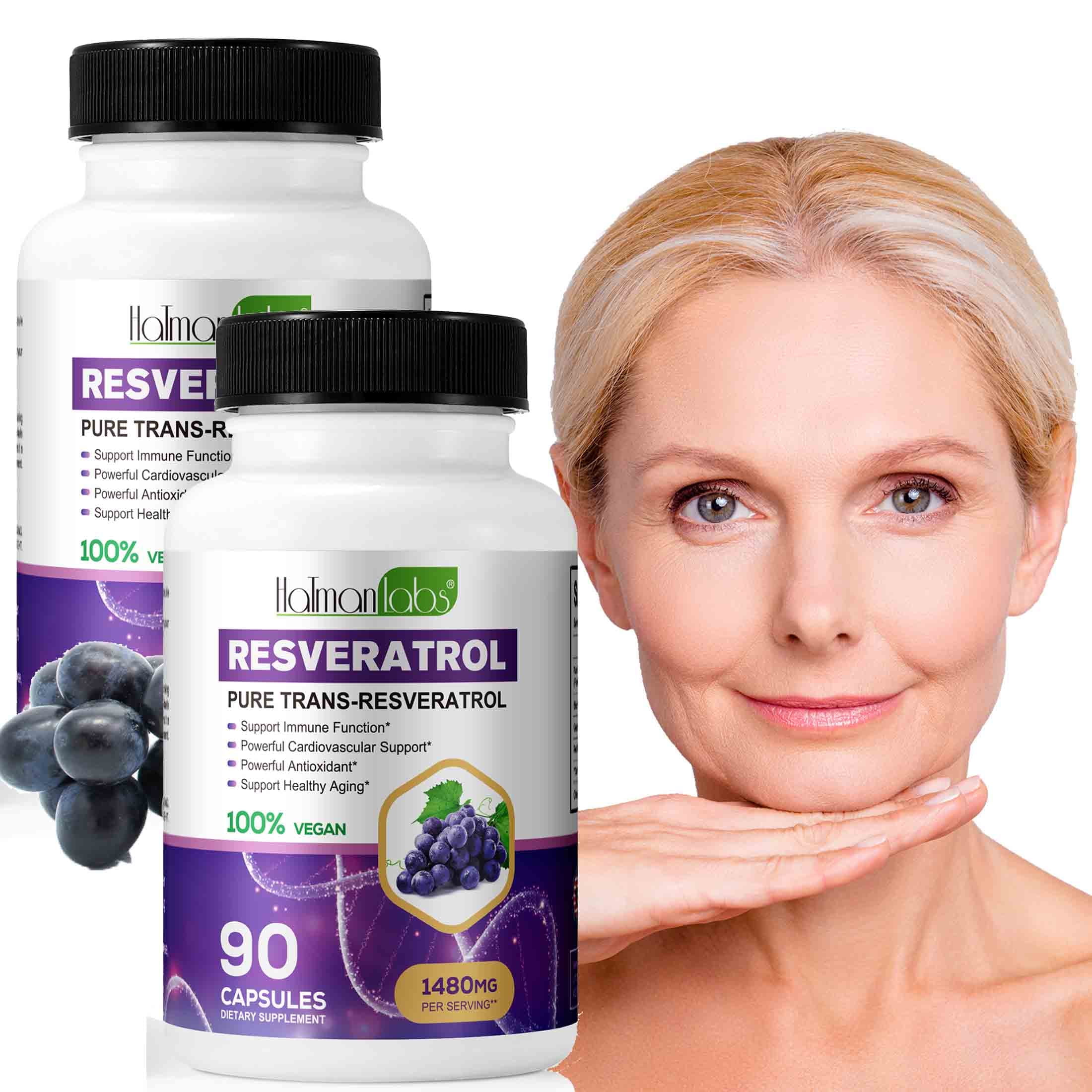 2pack Resveratrol Supplement,100% Vegan,Pure Trans-Resveratrol ...