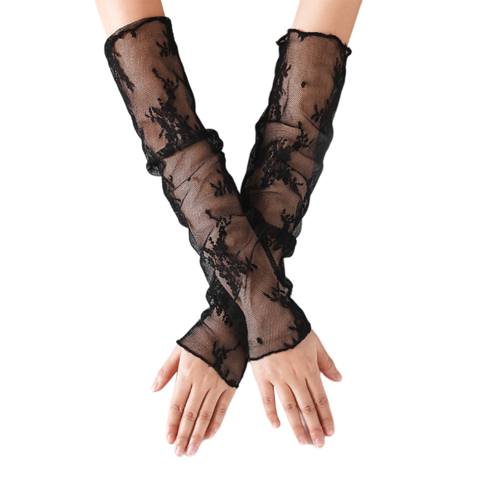 2pack Sun Protective Arm Sleeves Unisex Lace Arm Sleeves Sunscreen ...