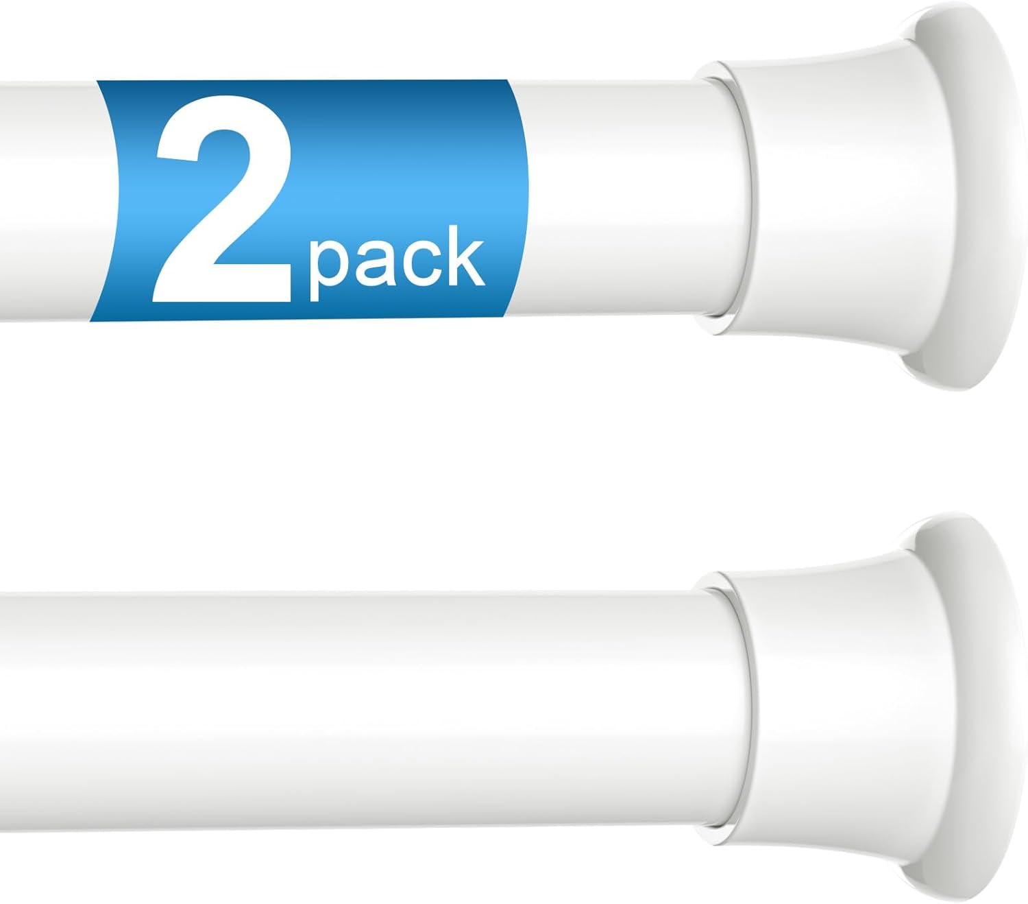 2pack Tension Curtain Rod 30 to 62 Inch, White Spring Tension Curtain ...