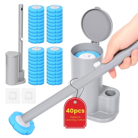 2pack Toilet Brush Cleaning Kit Reusable Floor/Wall Mounted Toilet Bowl ...