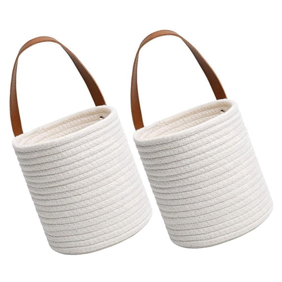 2pack Wall Mounted Baskets Wicker Storage Baskets Cotton Fabric Hanging ...